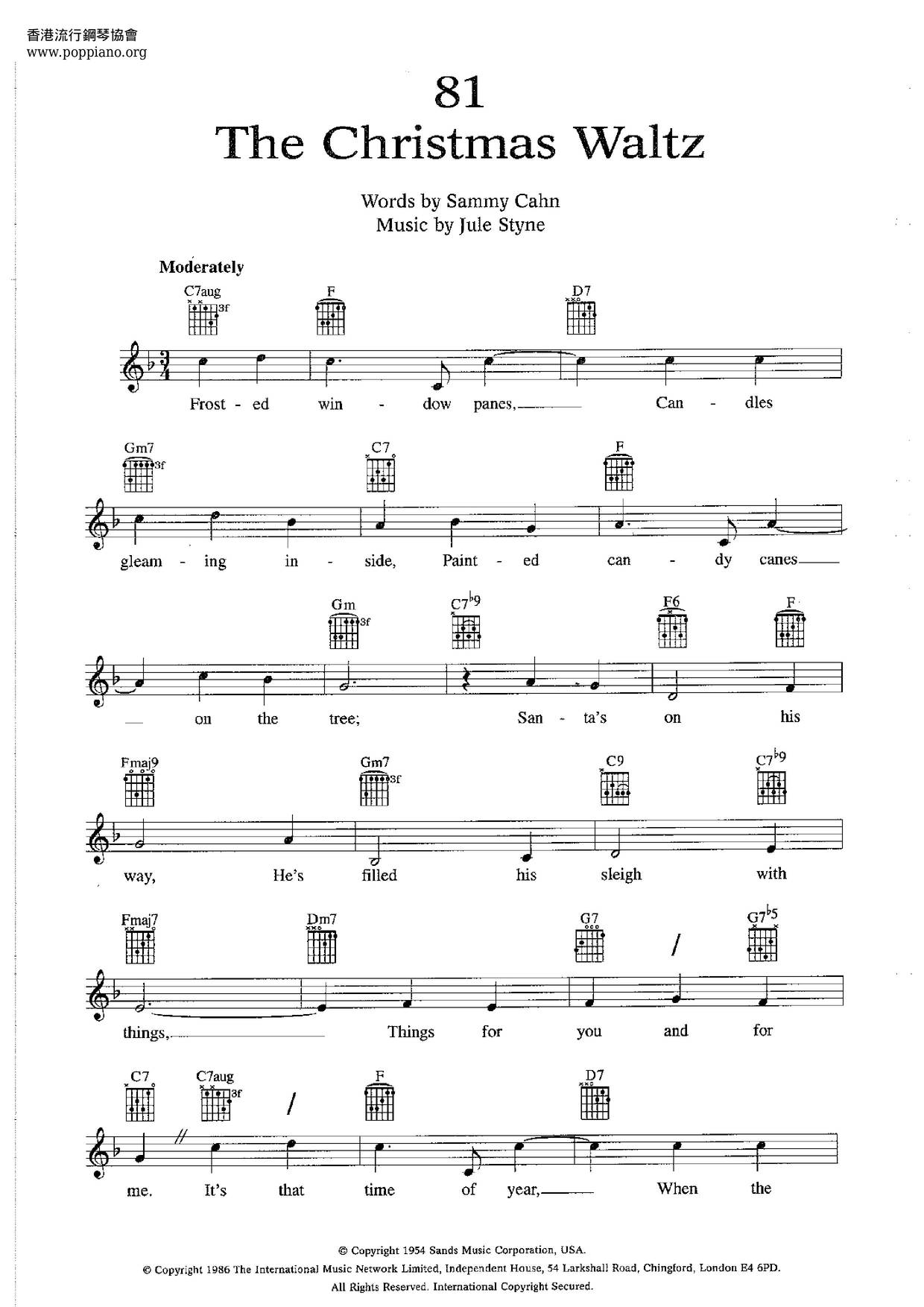 Frank Sinatra-The Christmas Waltz Sheet Music pdf, - Free Score Download ★