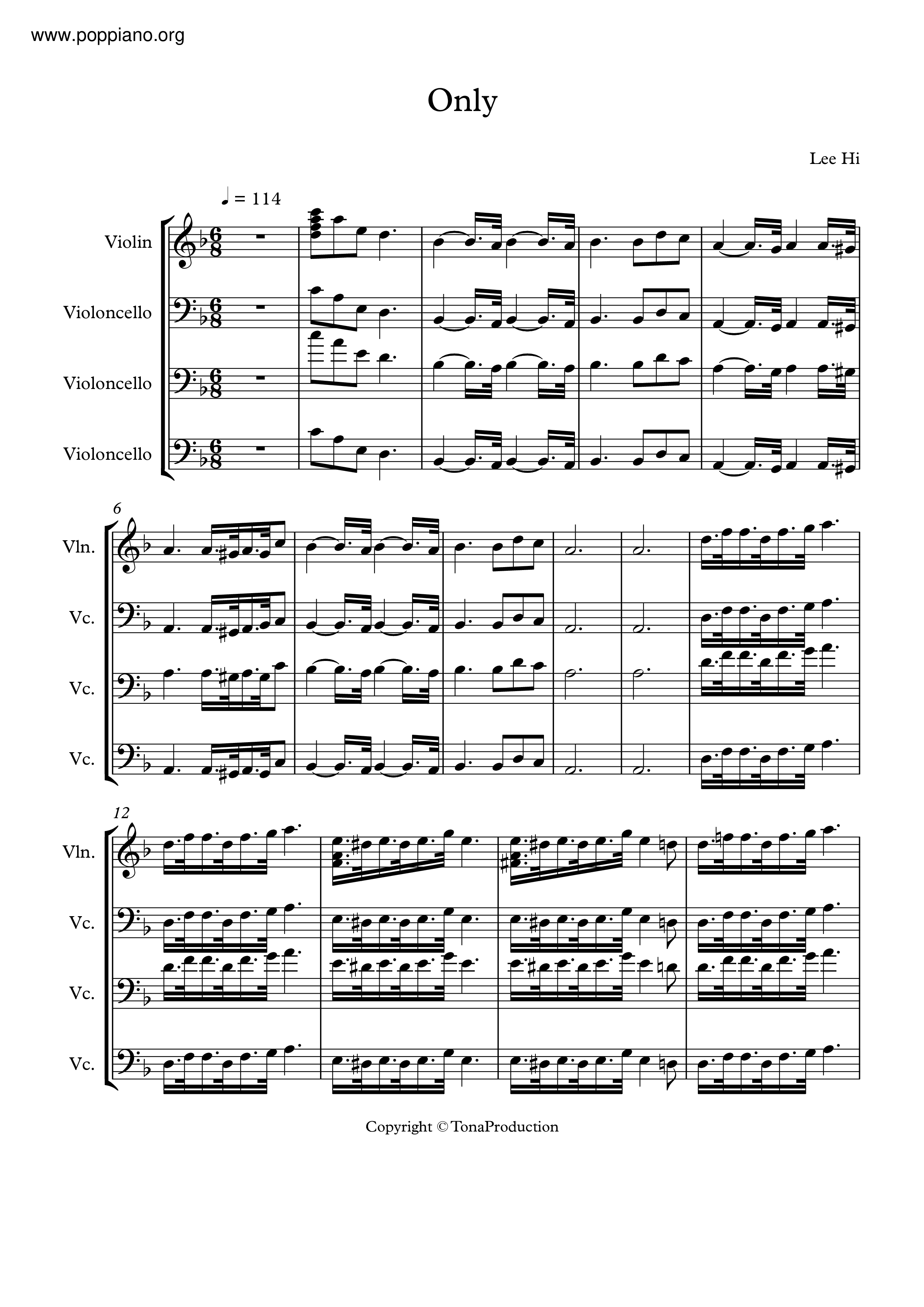 Lee Hi-Only Sheet Music pdf, - Free Score Download ★