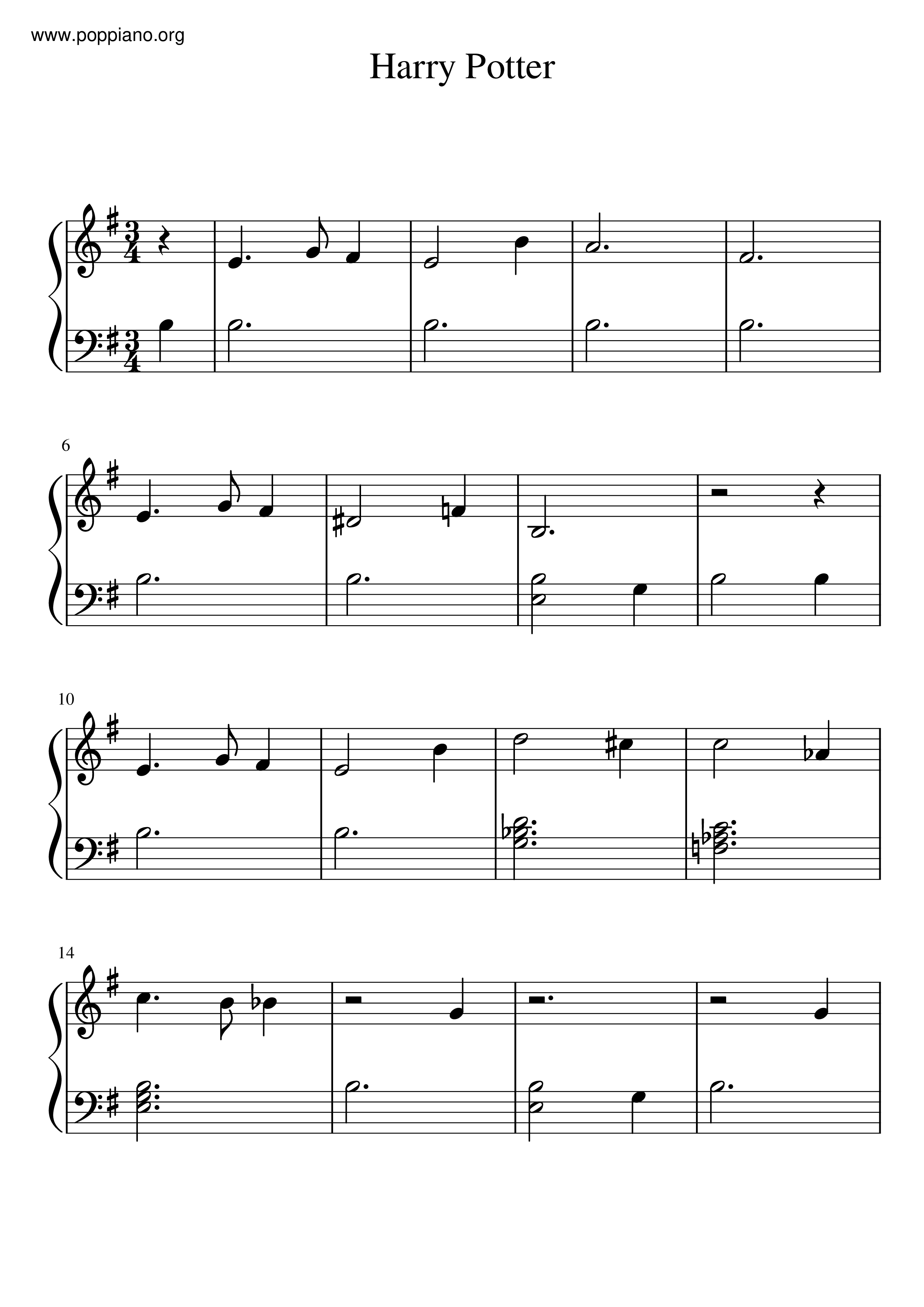 Harry Potter - Sheet Music / Piano Score Free PDF Download - HK Pop ...