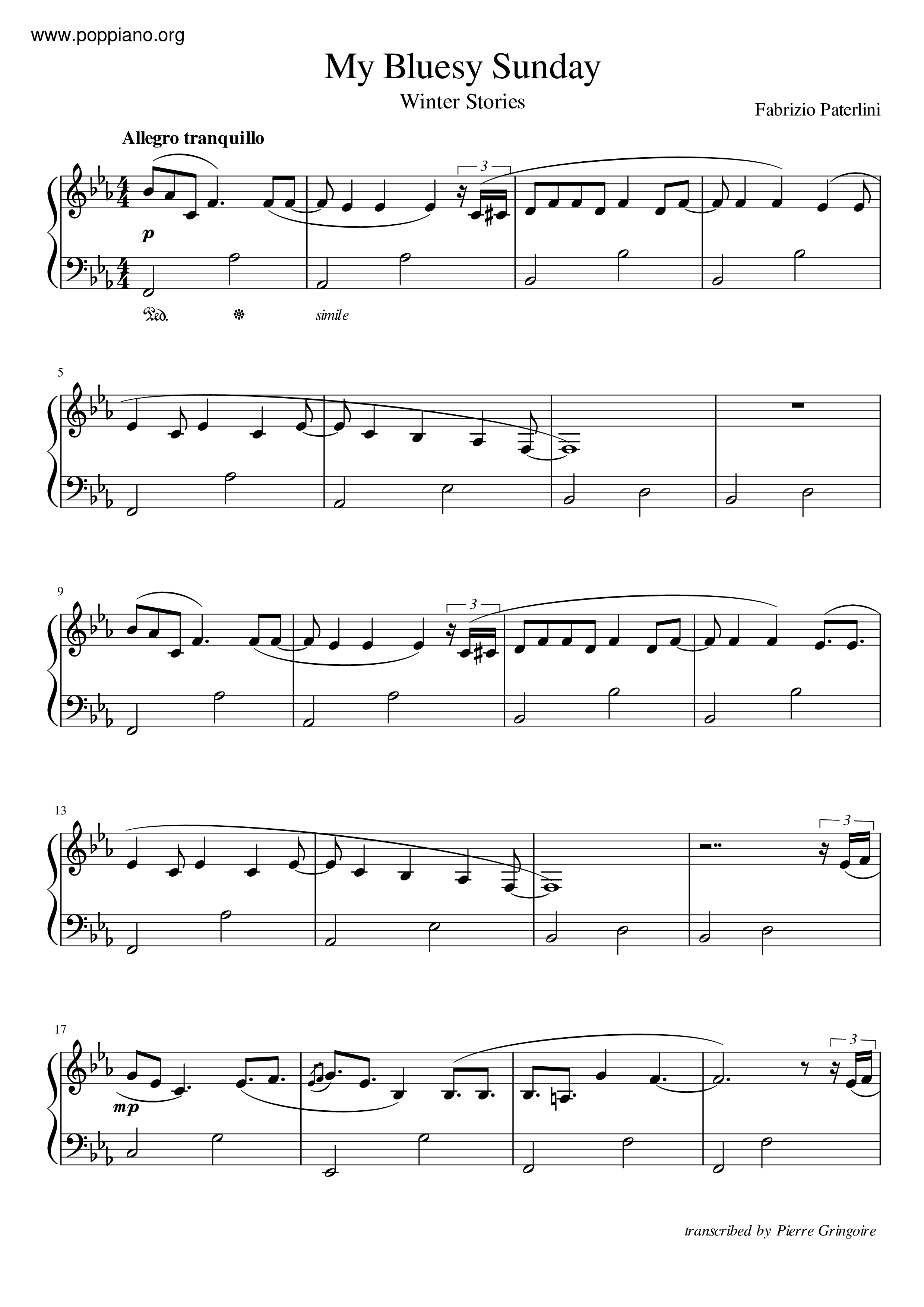 Fabrizio Paterlini-My Bluesy Sunday Sheet Music pdf, - Free Score Download ★