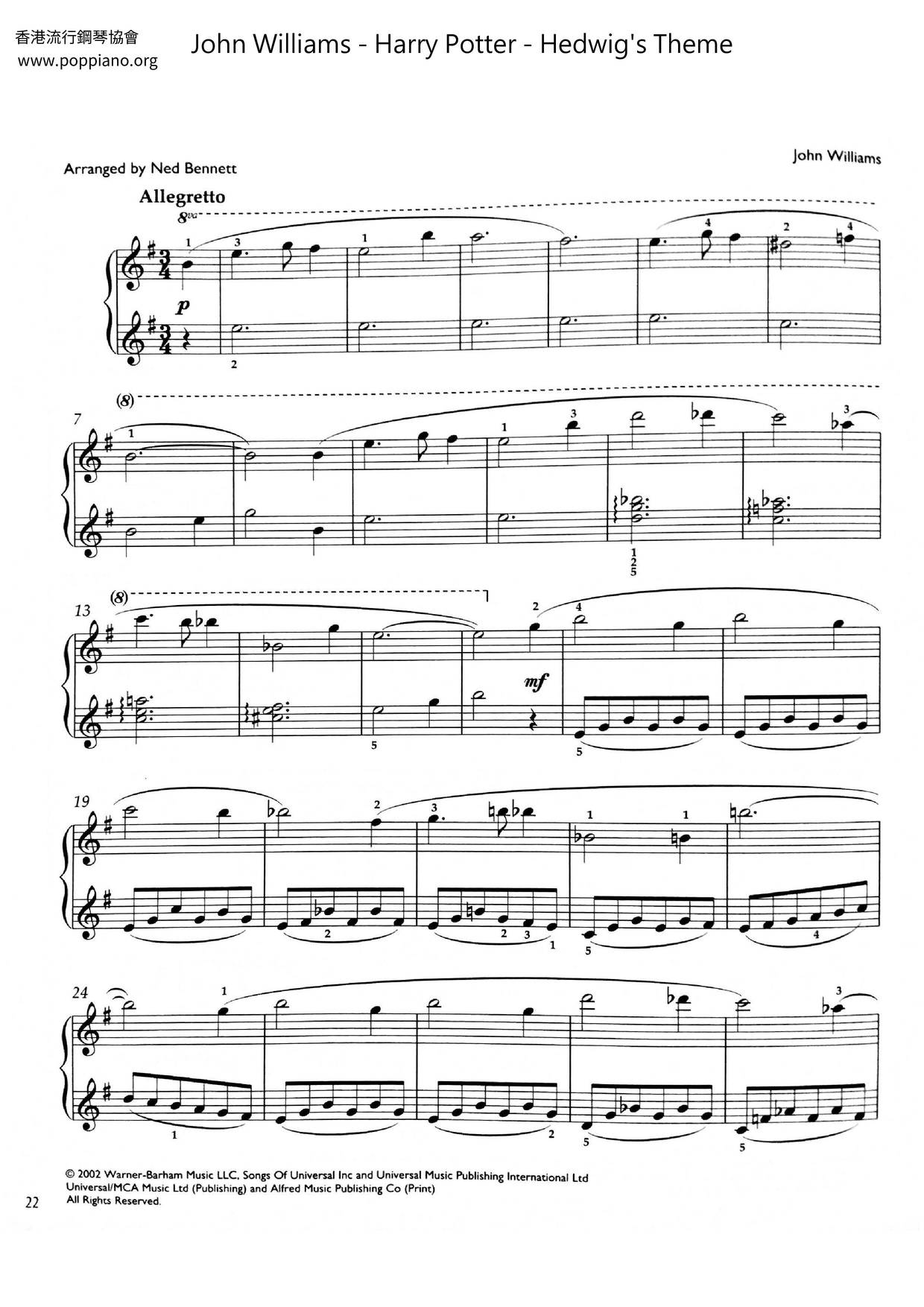 John Williams-Harry Potter - Hedwig's Theme Sheet Music pdf, - Free ...