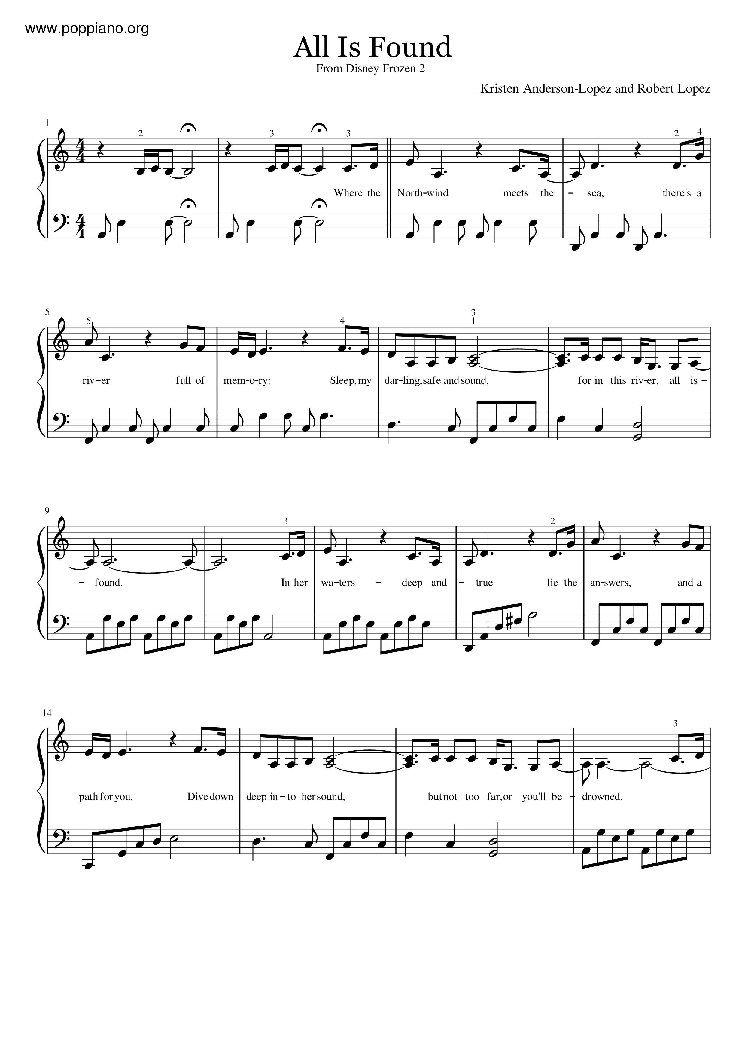 All Is Found- PDF琴譜免費下載 | 香港流行鋼琴協會 ★
