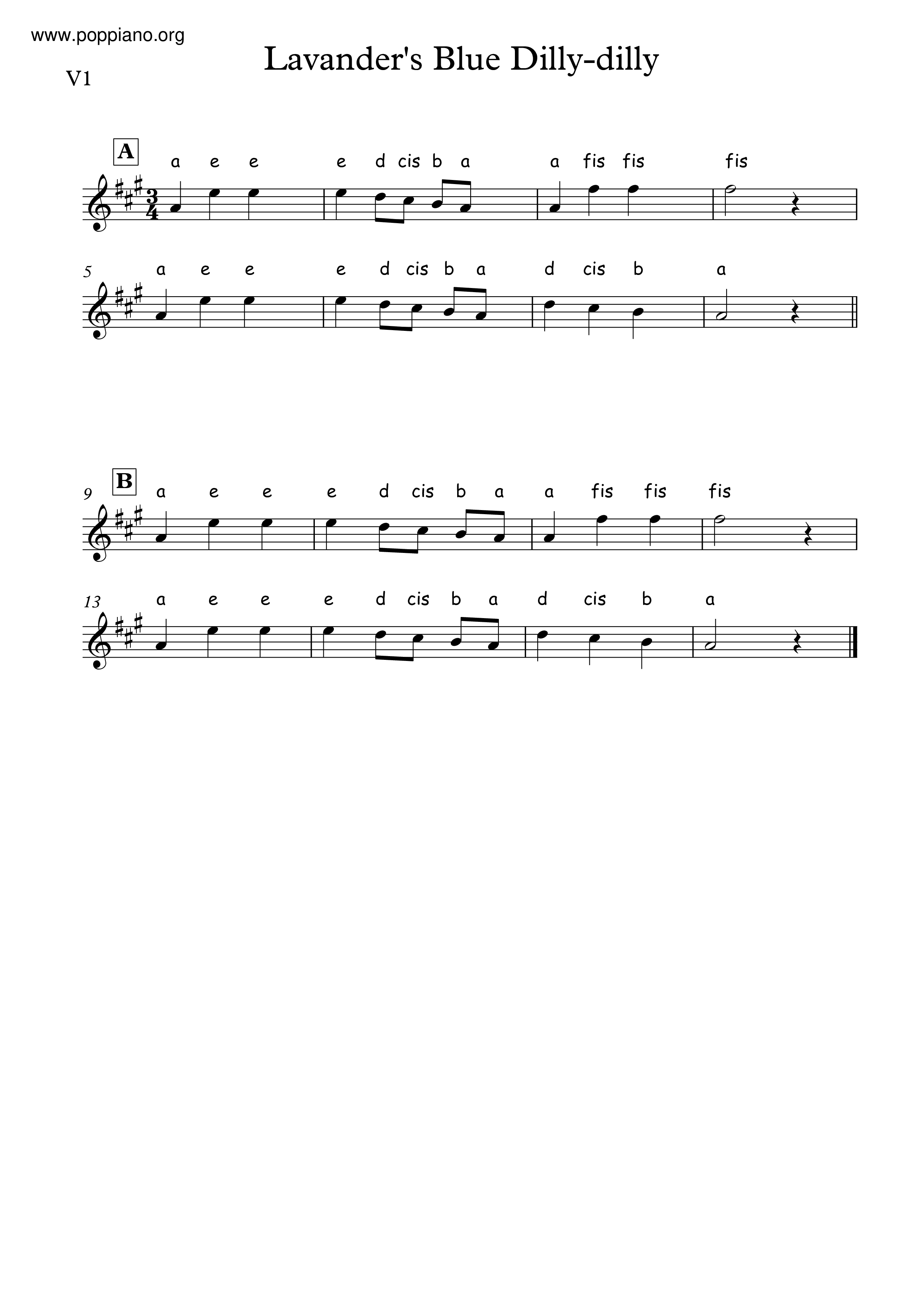 Movie Soundtrack-Cinderella 2015 - Lavender's Blue Violin Score pdf ...