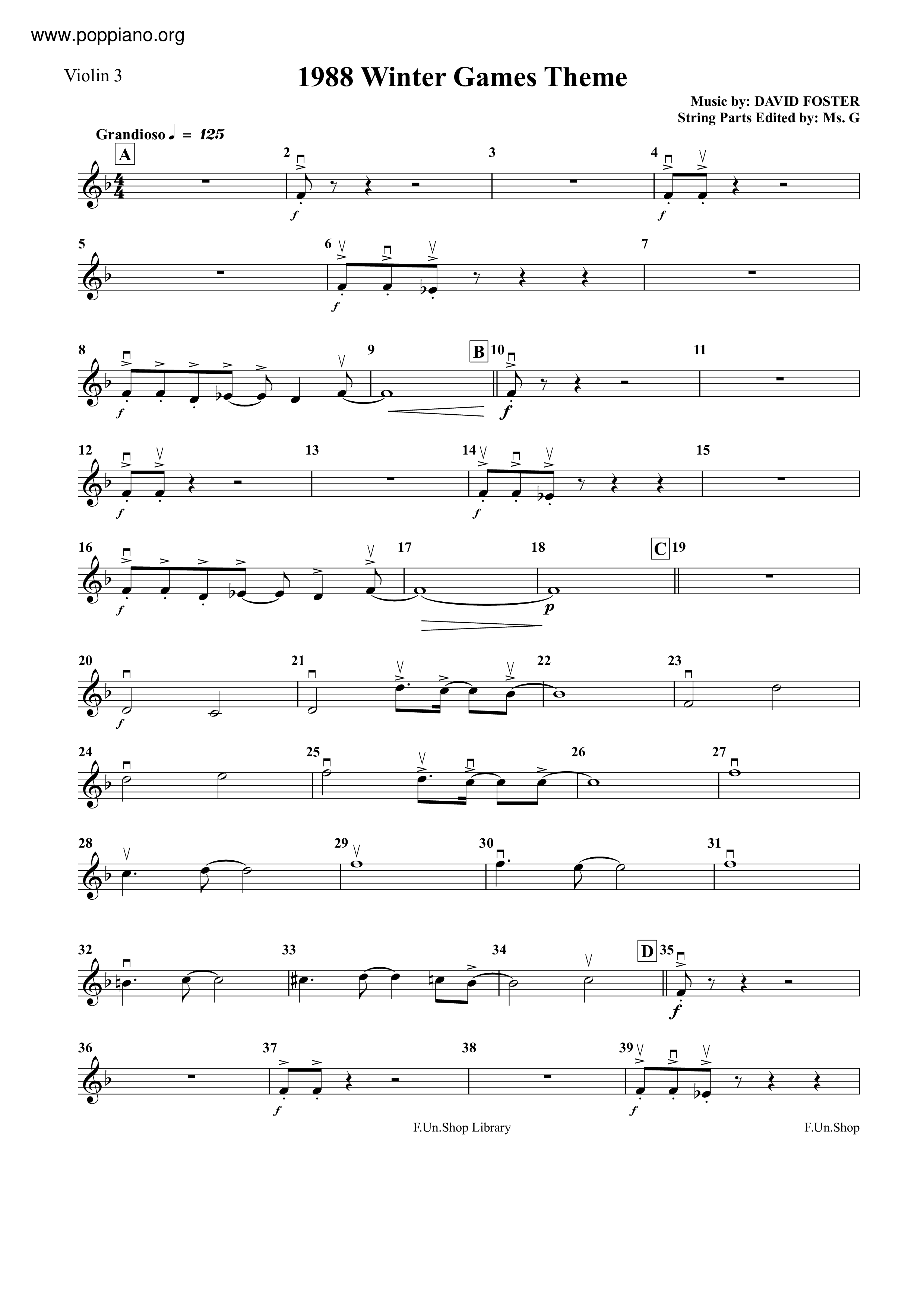 ★David Foster - Winter Games メロディpdf- 香港ポップピアノ協会 無料PDF楽譜ダウンロード gakufu