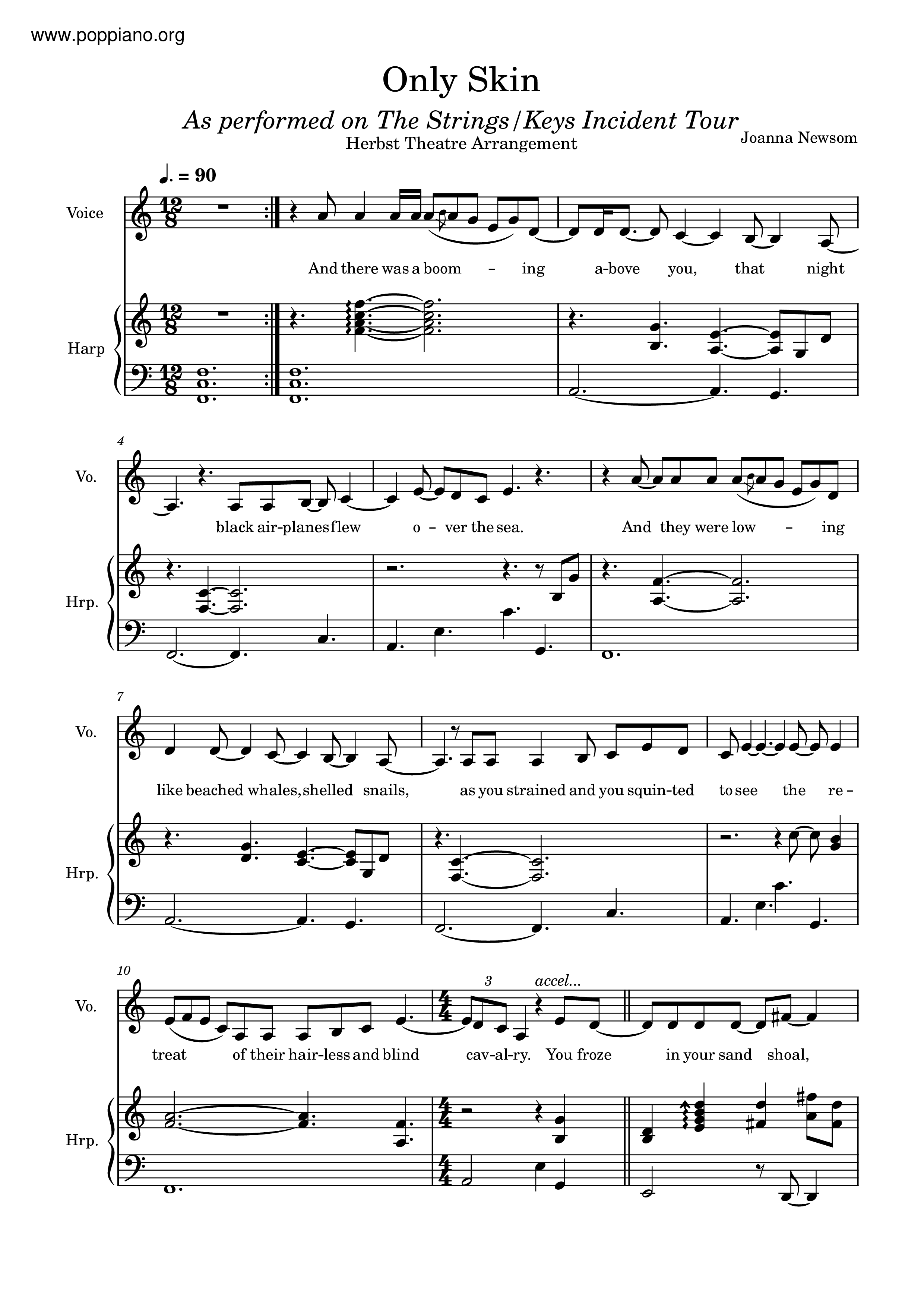 Joanna Newsom-Only Skin Sheet Music pdf, - Free Score Download ★