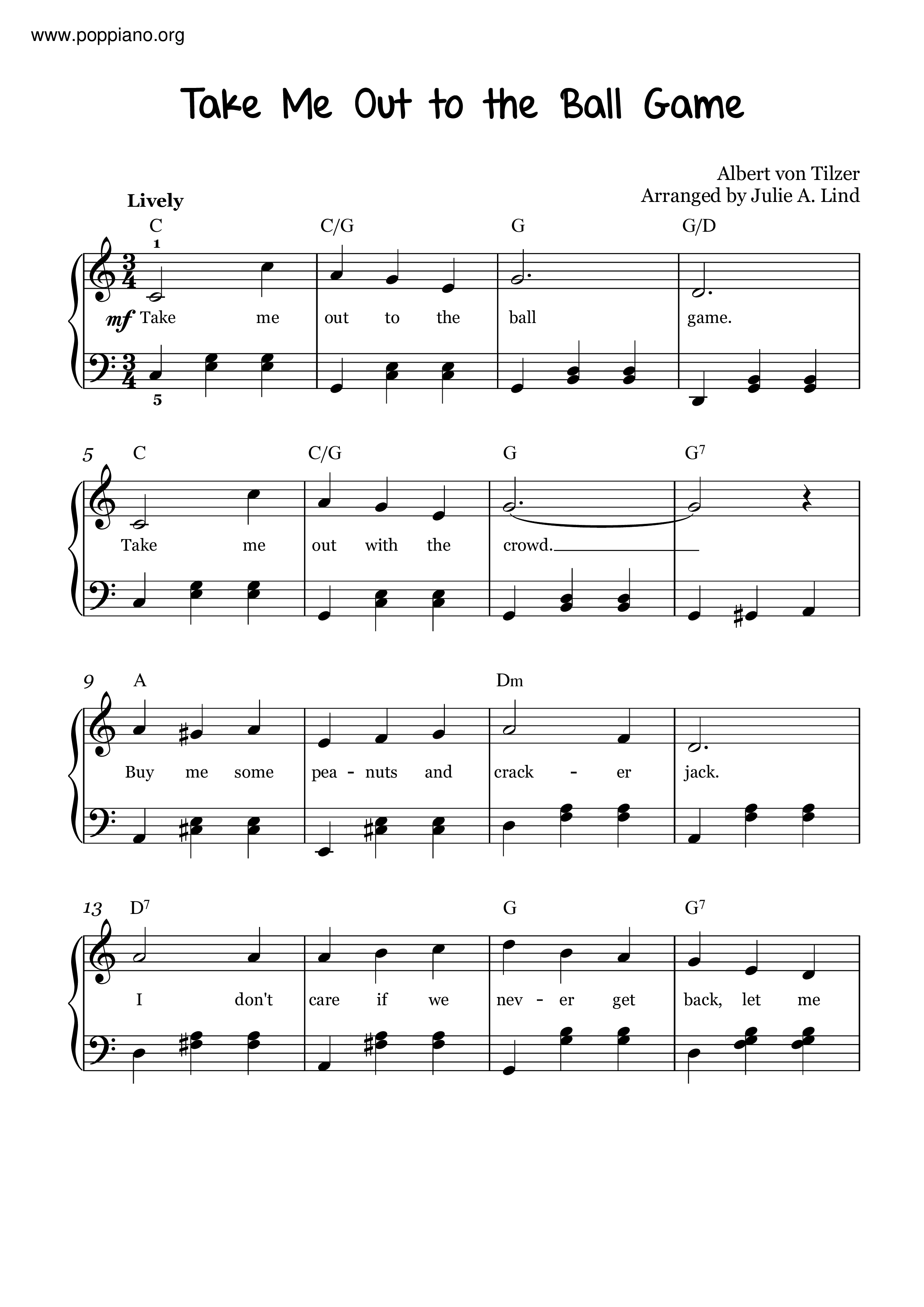 Albert Von Tilzer-Take Me Out To The Ball Game Sheet Music pdf, - Free ...