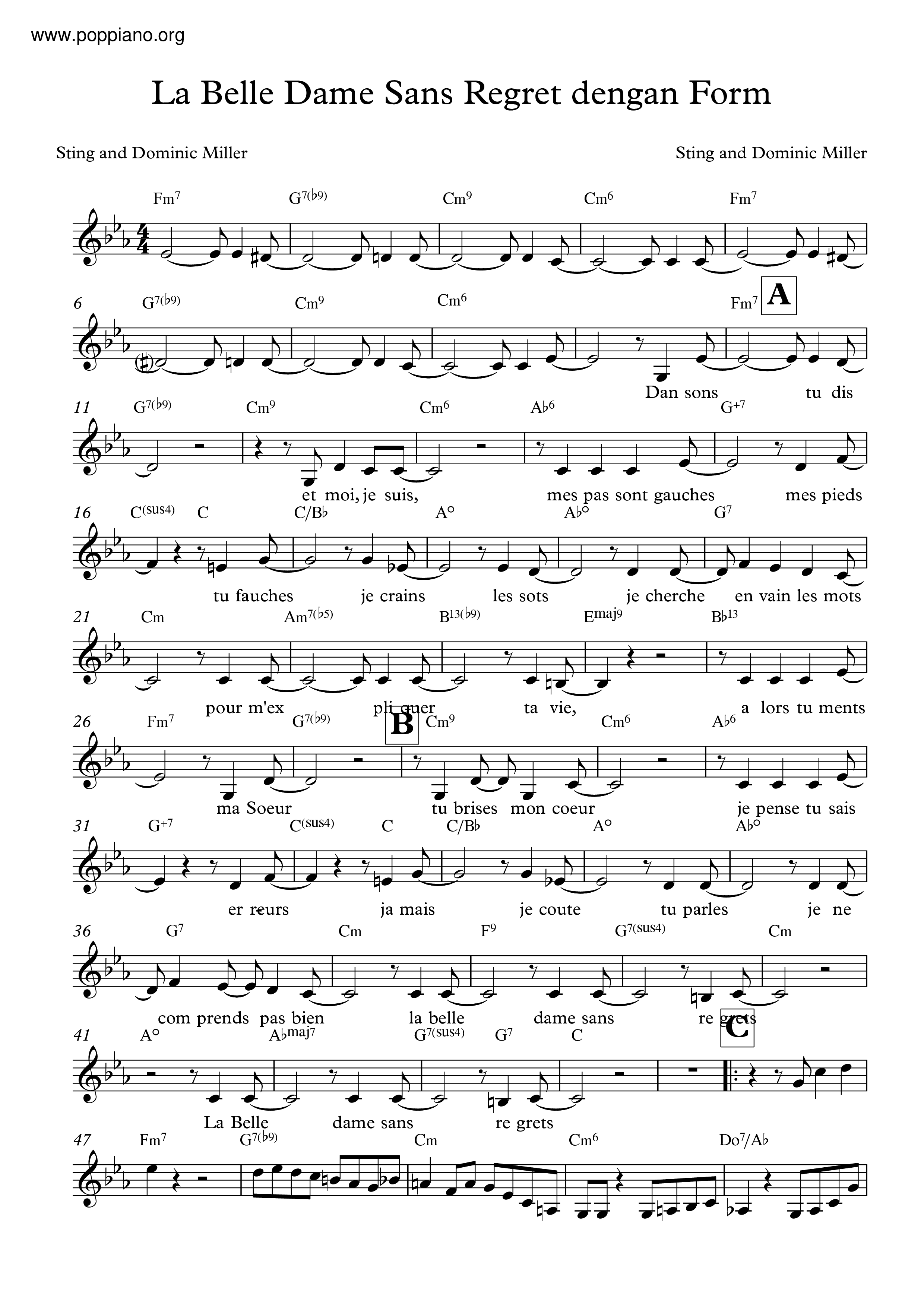 Backstreet Boys-La Belle Dame San Regrets Sheet Music pdf, - Free Score Download ★