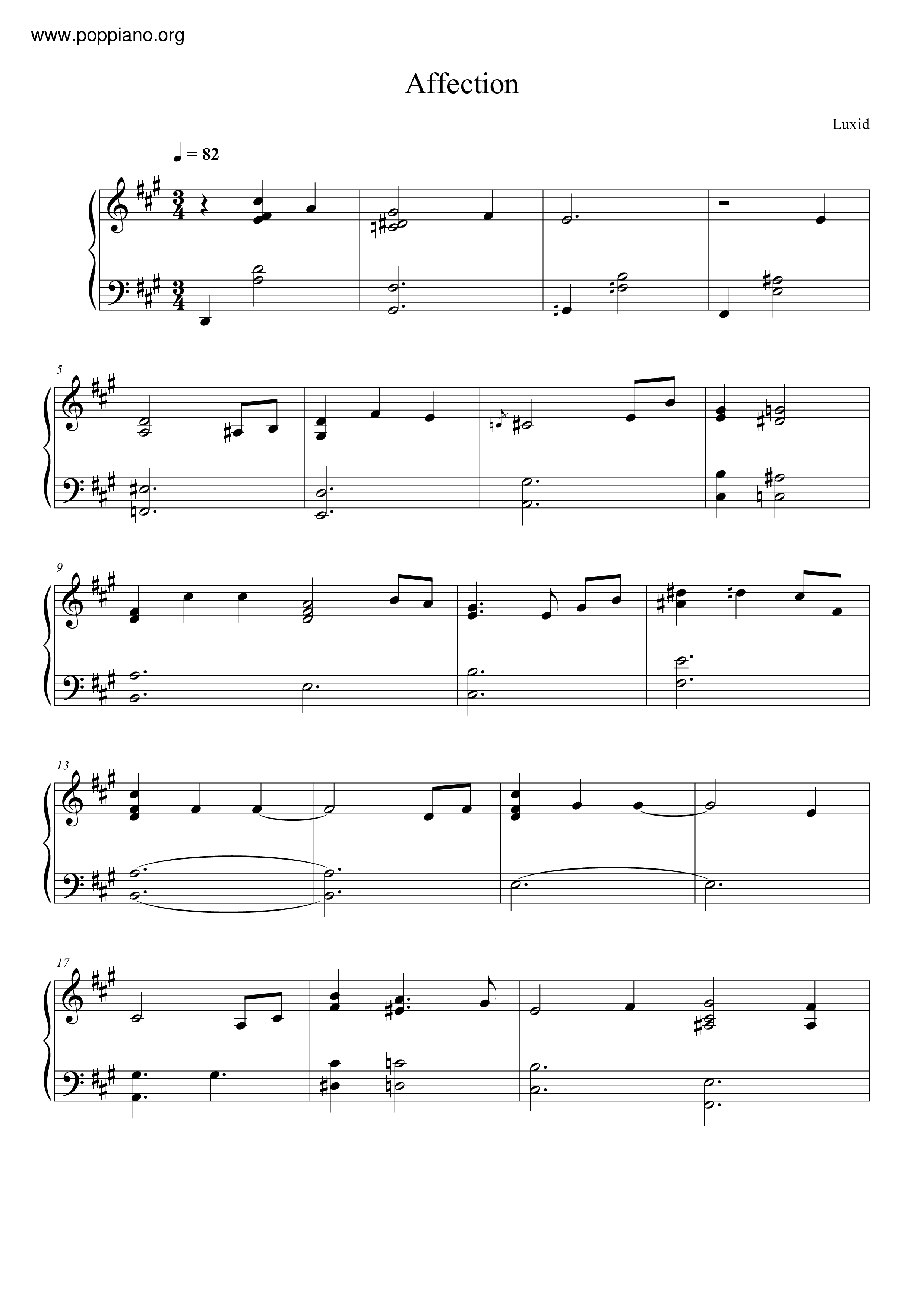 Luxid-Affection Sheet Music pdf, - Free Score Download ★