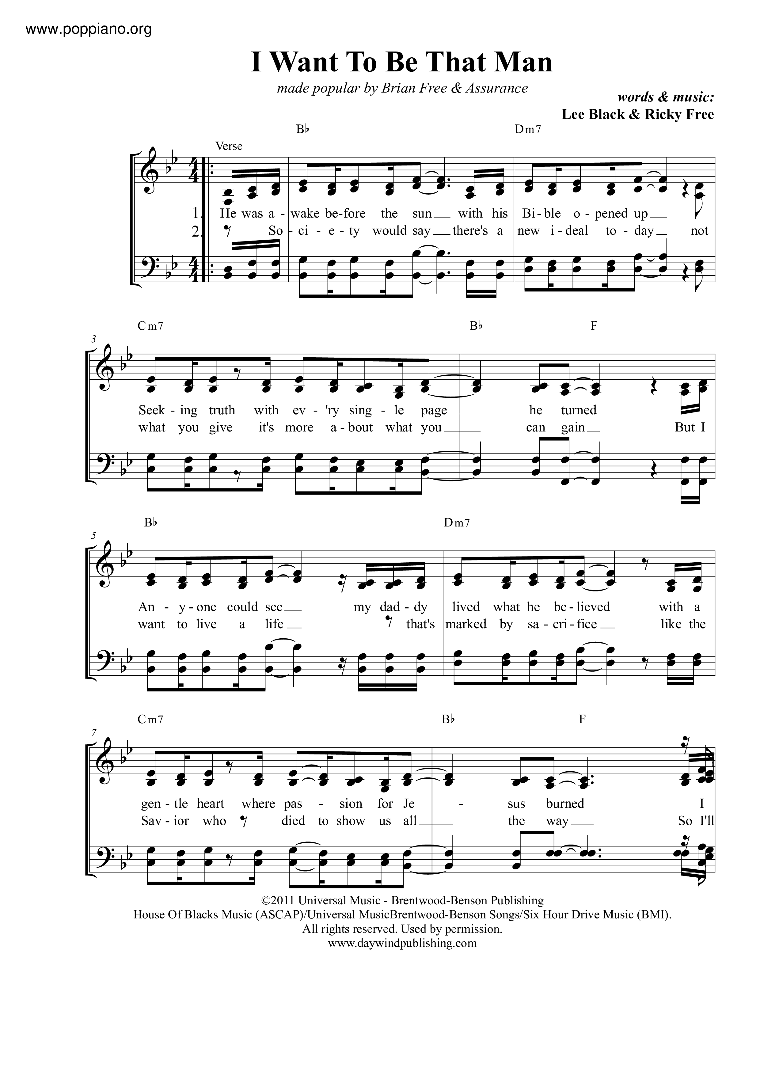 ★ 詩歌-I Want To Be That Man 琴譜/五線譜pdf-香港流行鋼琴協會琴譜下載 ★