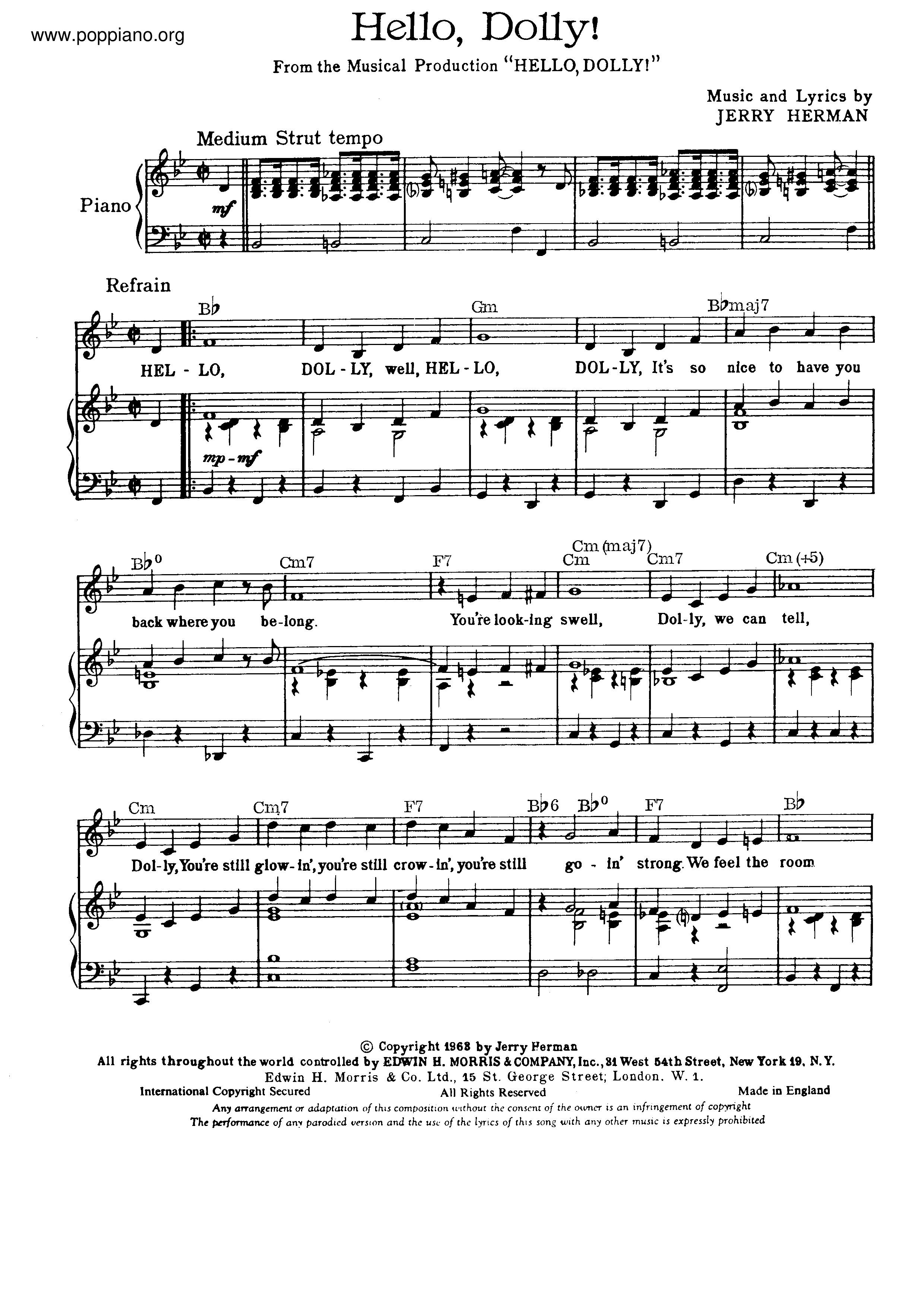 Jazz-Hello Dolly Sheet Music pdf, - Free Score Download ★