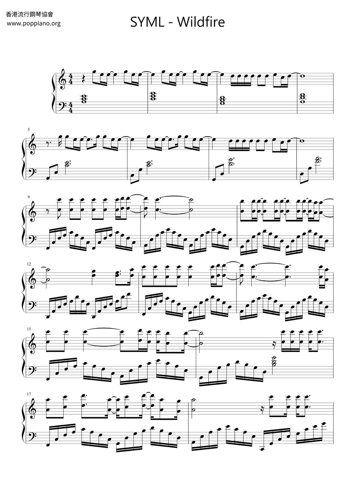 SYML-Wildfire Sheet Music pdf, - Free Score Download ★