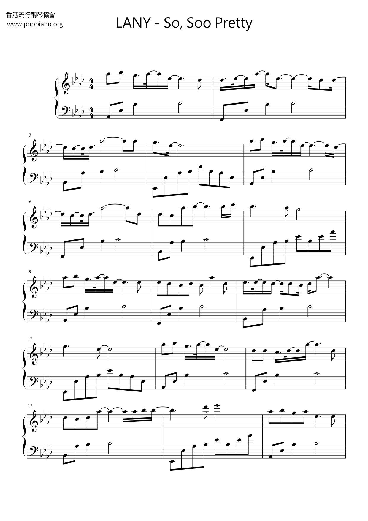 LANY-So, Soo Pretty Sheet Music pdf, - Free Score Download ★