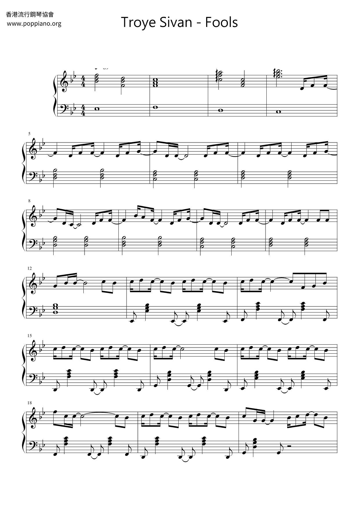 Troye Sivan-Fools Sheet Music pdf, - Free Score Download ★