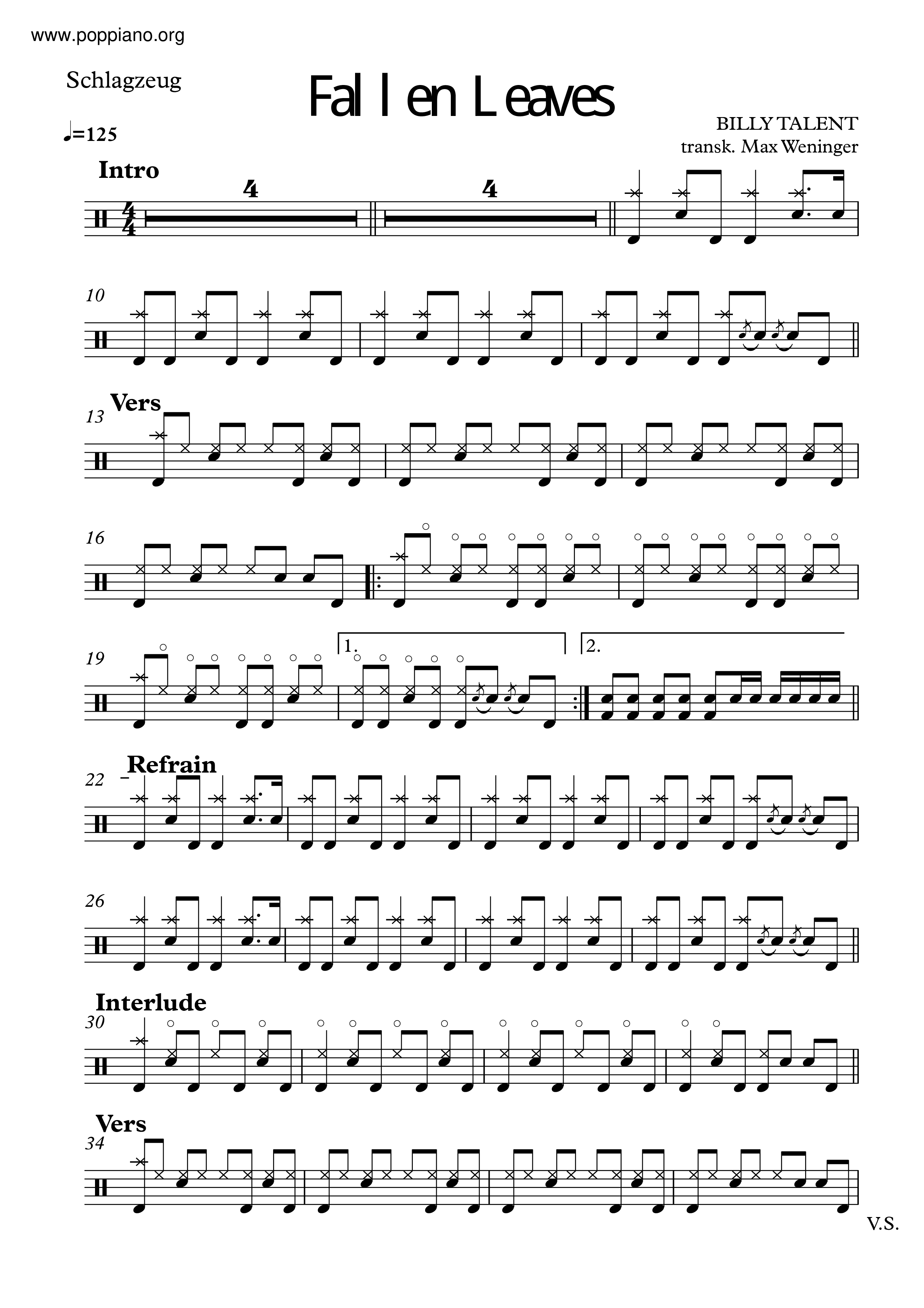 Billy Talent Fallen Leaves Drum Tab Pdf Free Score Download billy-talent-fallen-leaves-drum-tab-pdf-free-score-download