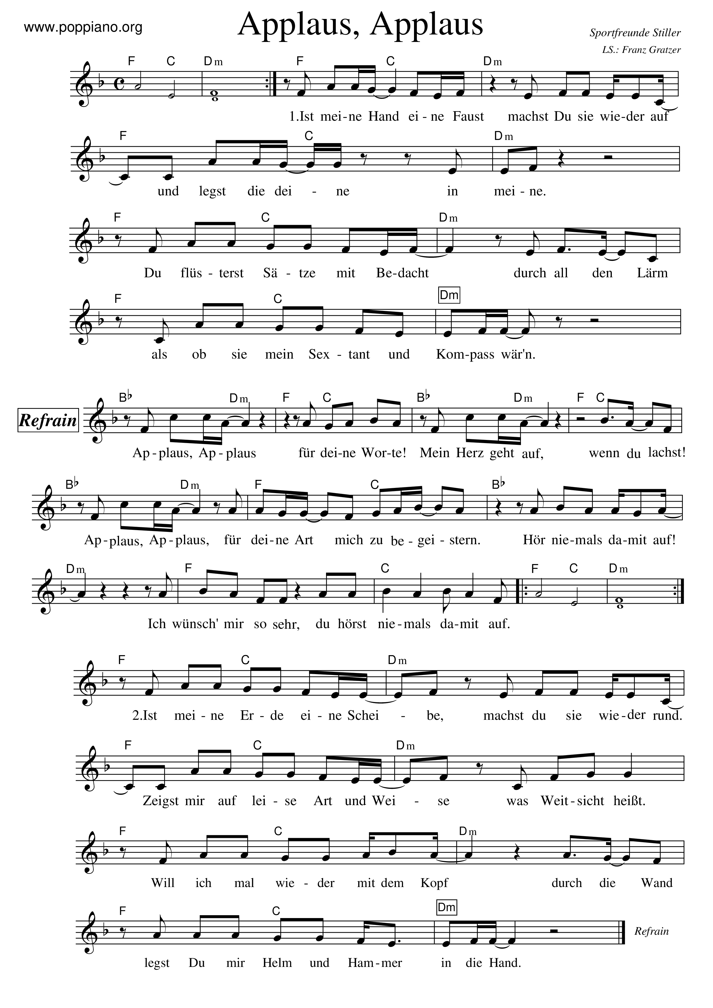 Sportfreunde Stiller-Applaus, Applaus Sheet Music pdf, - Free Score ...