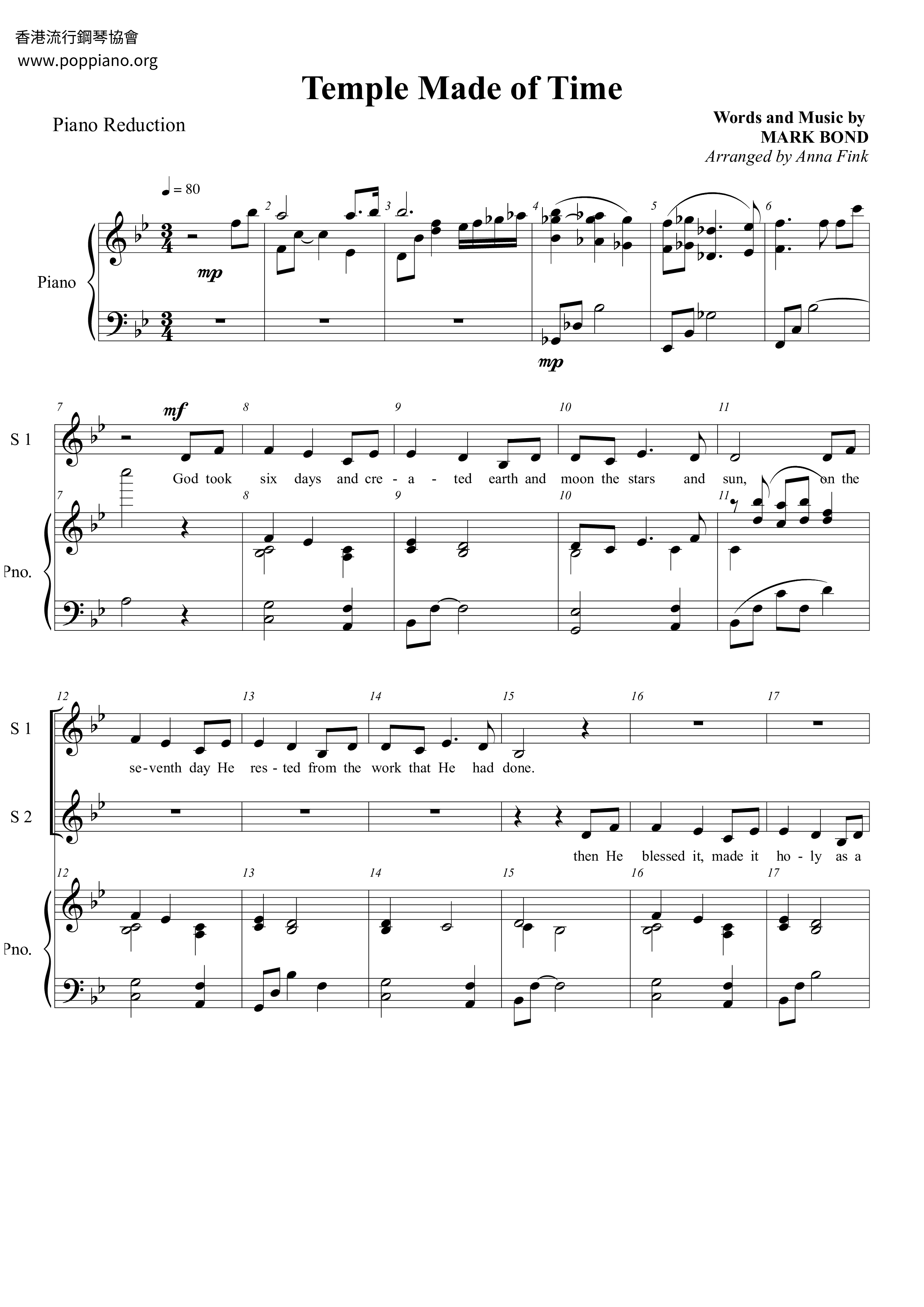 hymn-Temple Made Of Time Sheet Music pdf, - Free Score Download ★