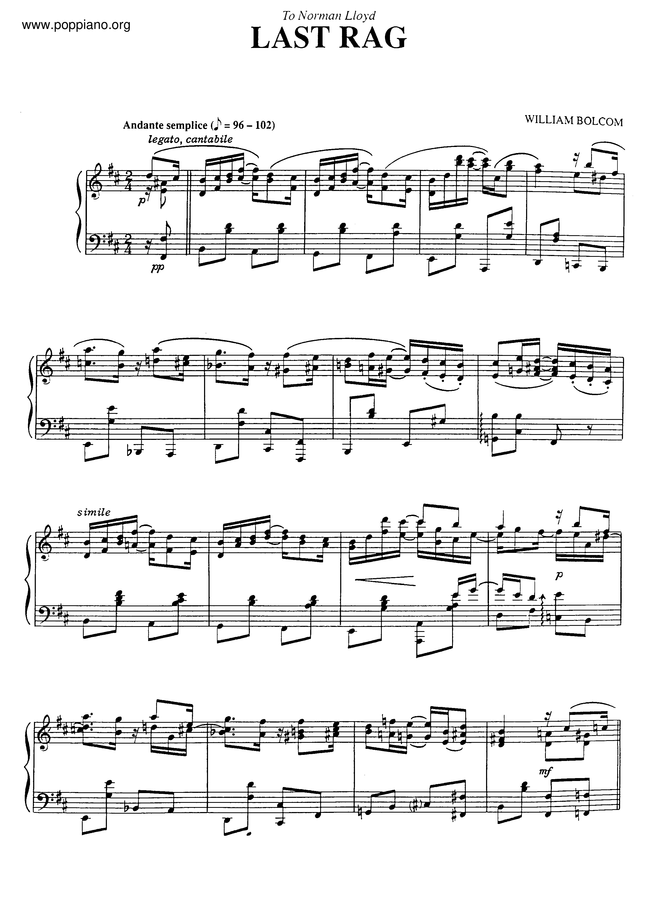 William Bolcom-Last Rag Sheet Music pdf, - Free Score Download ★
