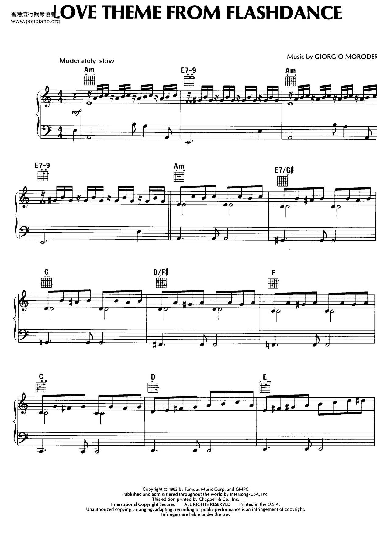 Flashdance-Flashdance - Love Theme Sheet Music pdf, - Free Score Download ★