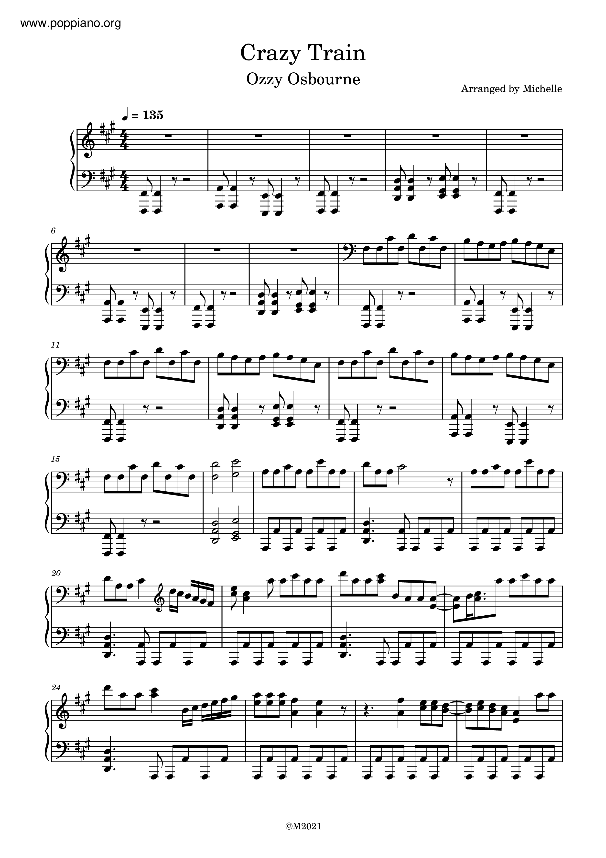 Ozzy Osbourne-Crazy Train Sheet Music pdf, - Free Score Download ★