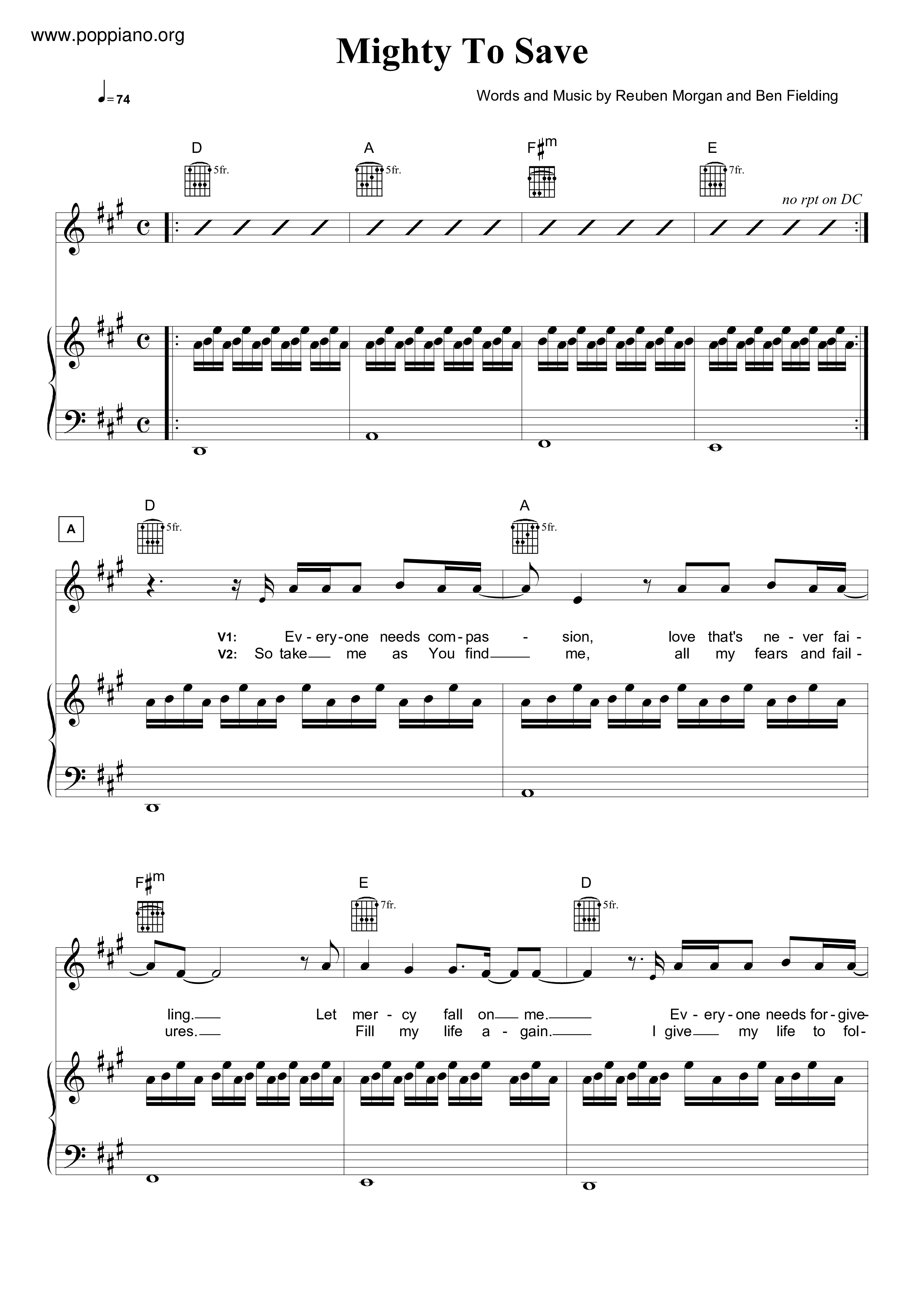 Mighty To Save | Sheet Music | Piano Score Free PDF Download | HK Pop ...