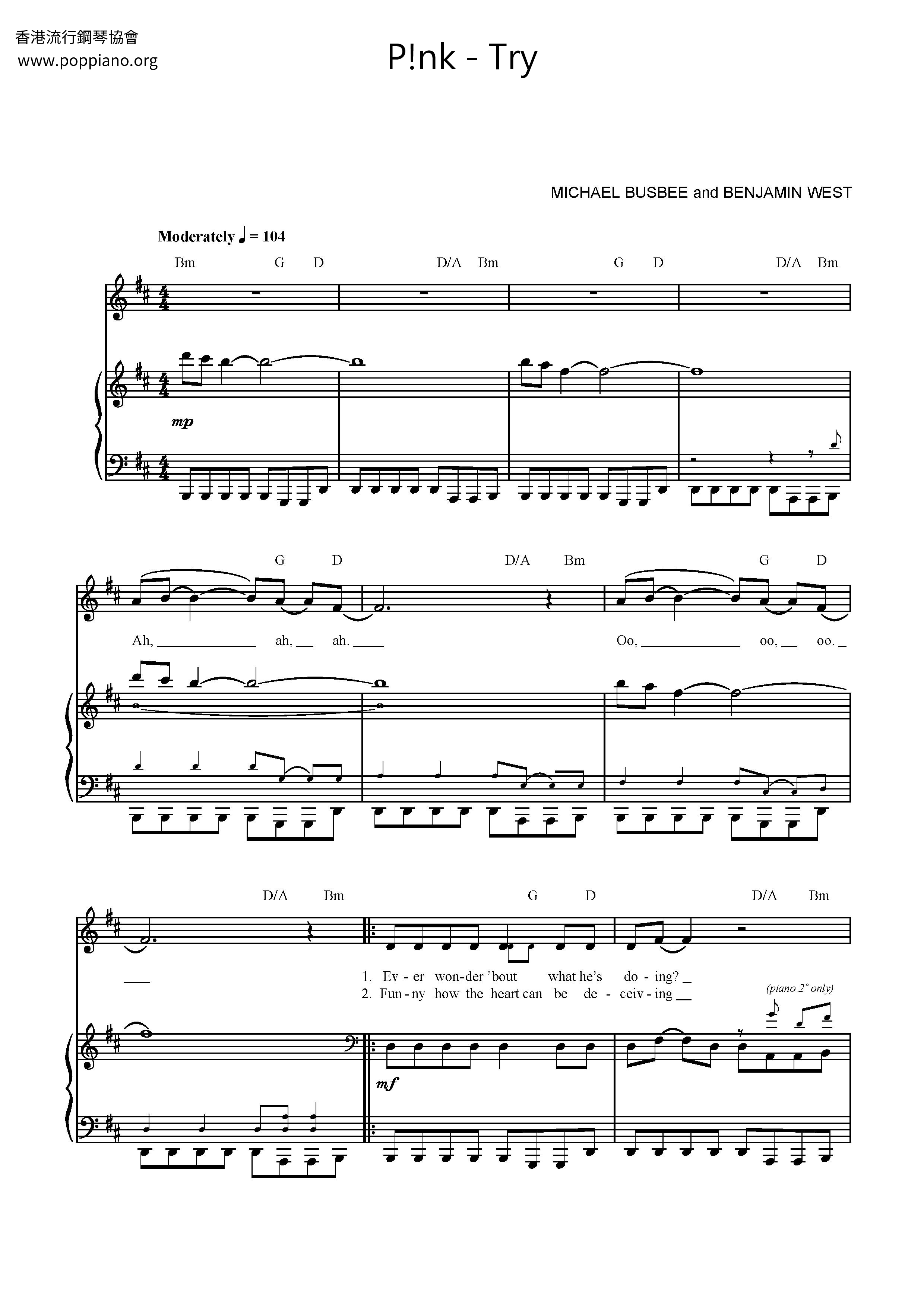 Try- PDF琴譜免費下載 - 香港流行鋼琴協會 ★