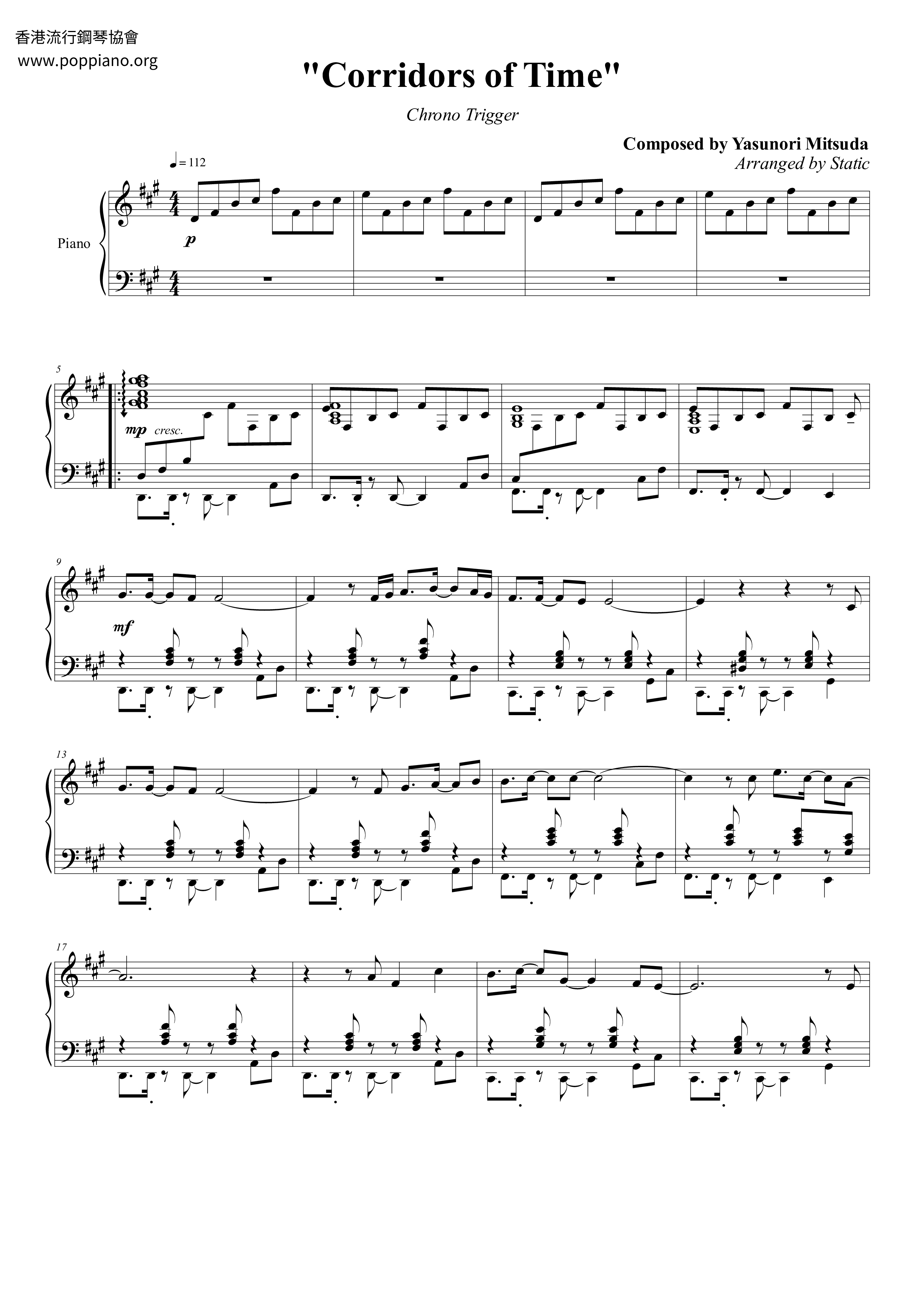 chrono trigger - corridors of time- PDF琴譜免費下載 | 香港流行鋼琴協會 ★