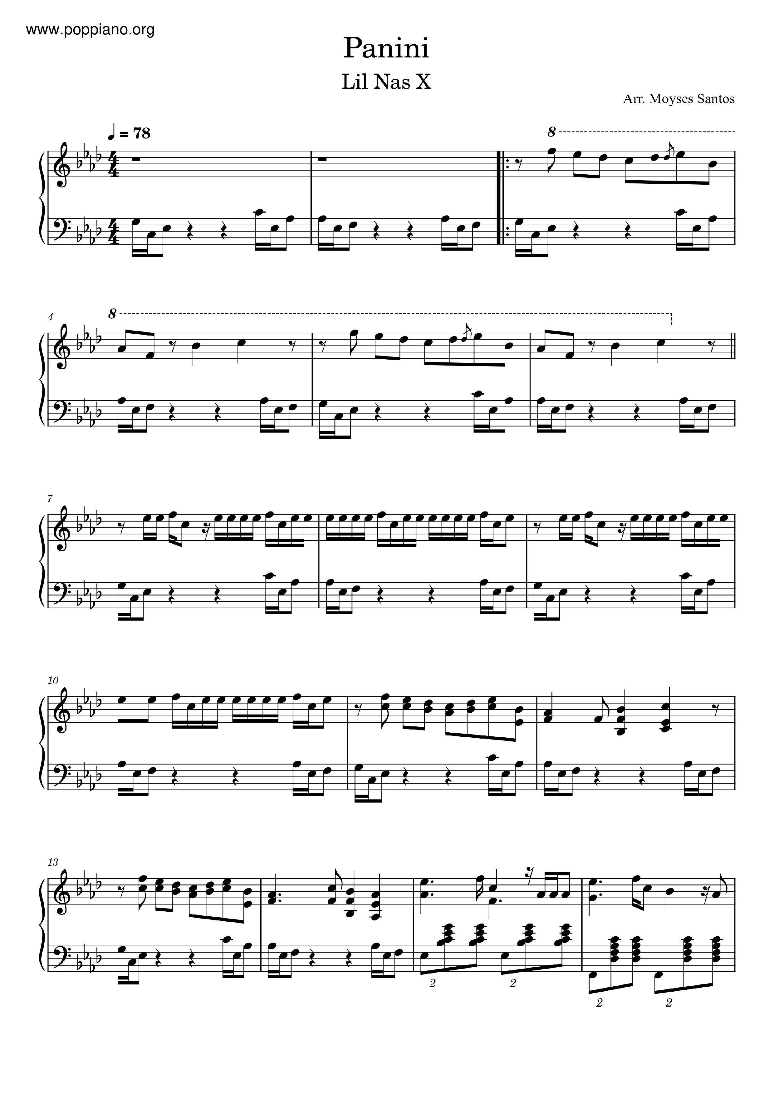 Lil Nas X-Panini Sheet Music pdf, - Free Score Download ★
