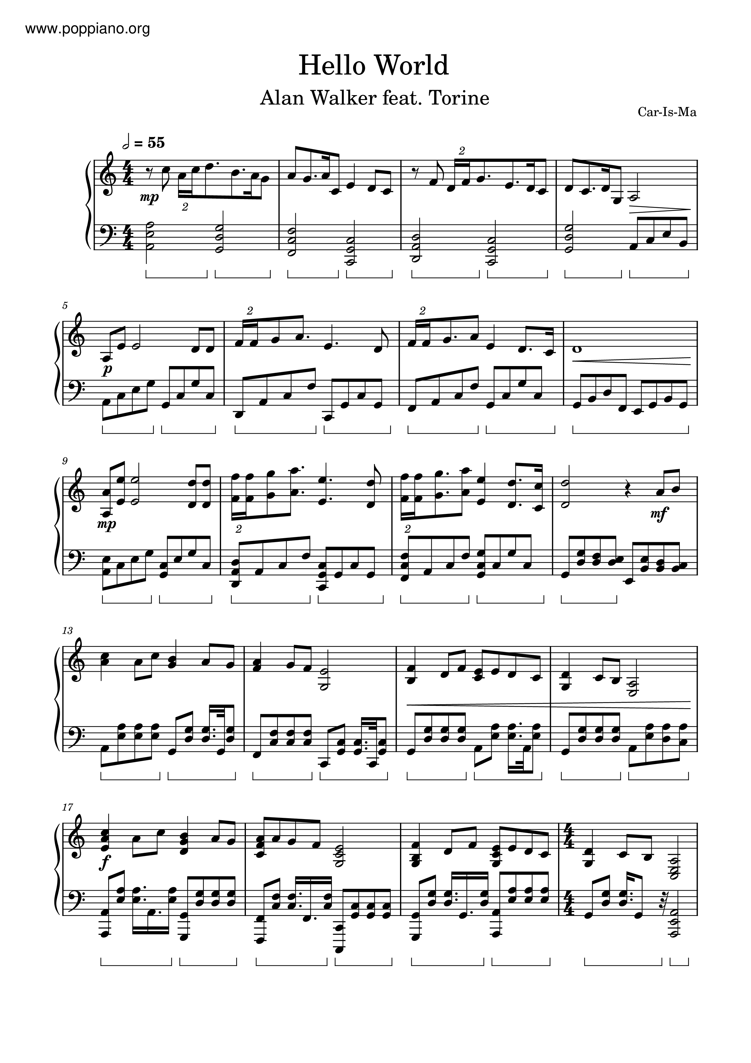 Alan Walker-Hello World Sheet Music pdf, (アラン・ウォーカー) - Free Score ...