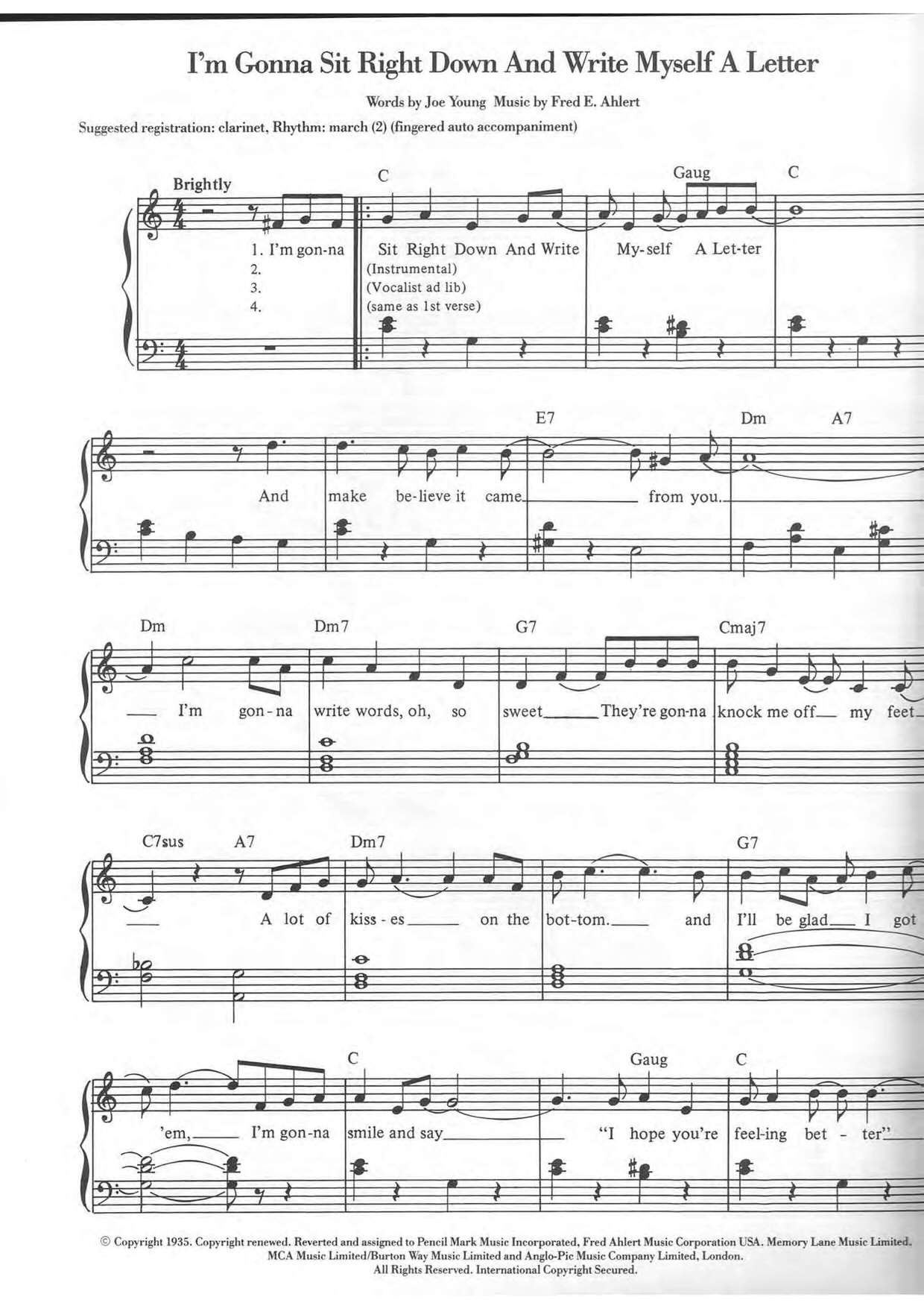 Frank Sinatra-I'm Gonna Sit Right Down And Write Myself A Letter 琴譜pdf ...