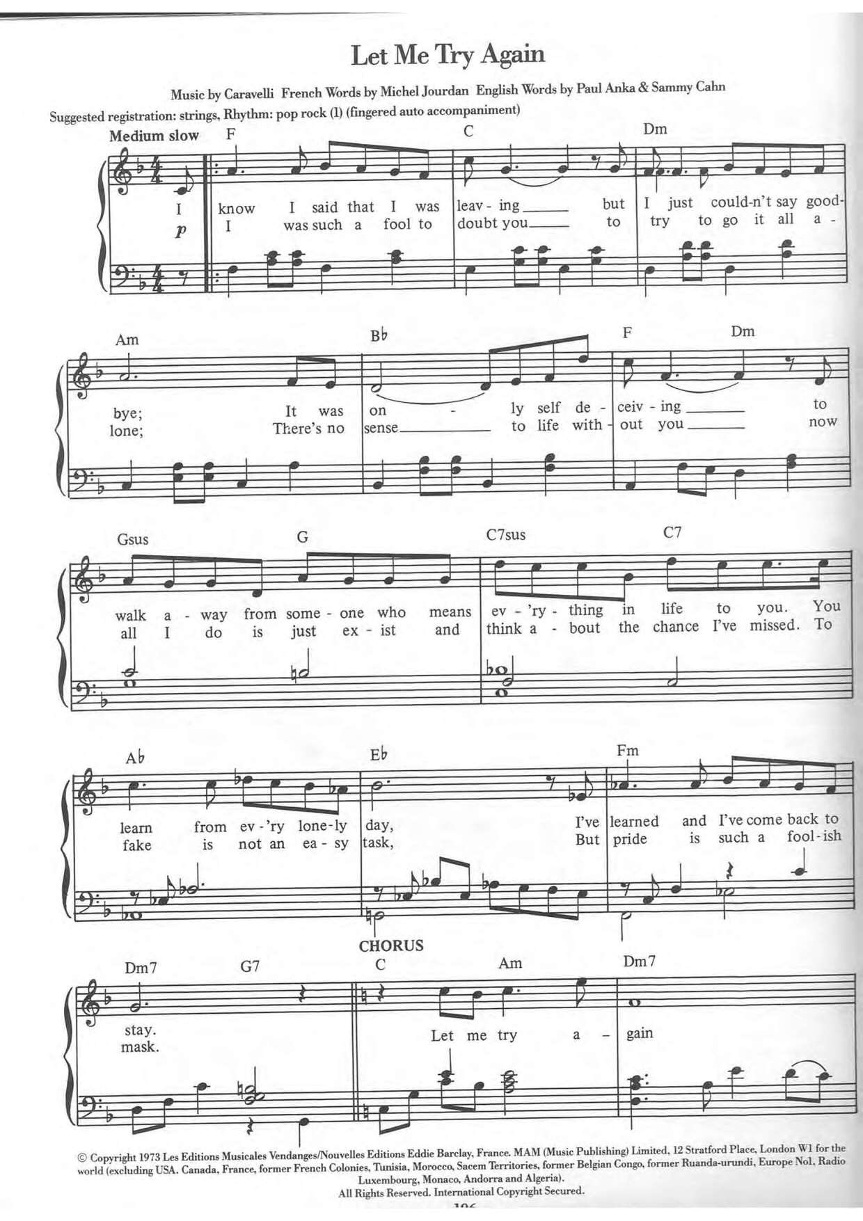 Caravelli-Let Me Try Again Sheet Music pdf, - Free Score Download ★