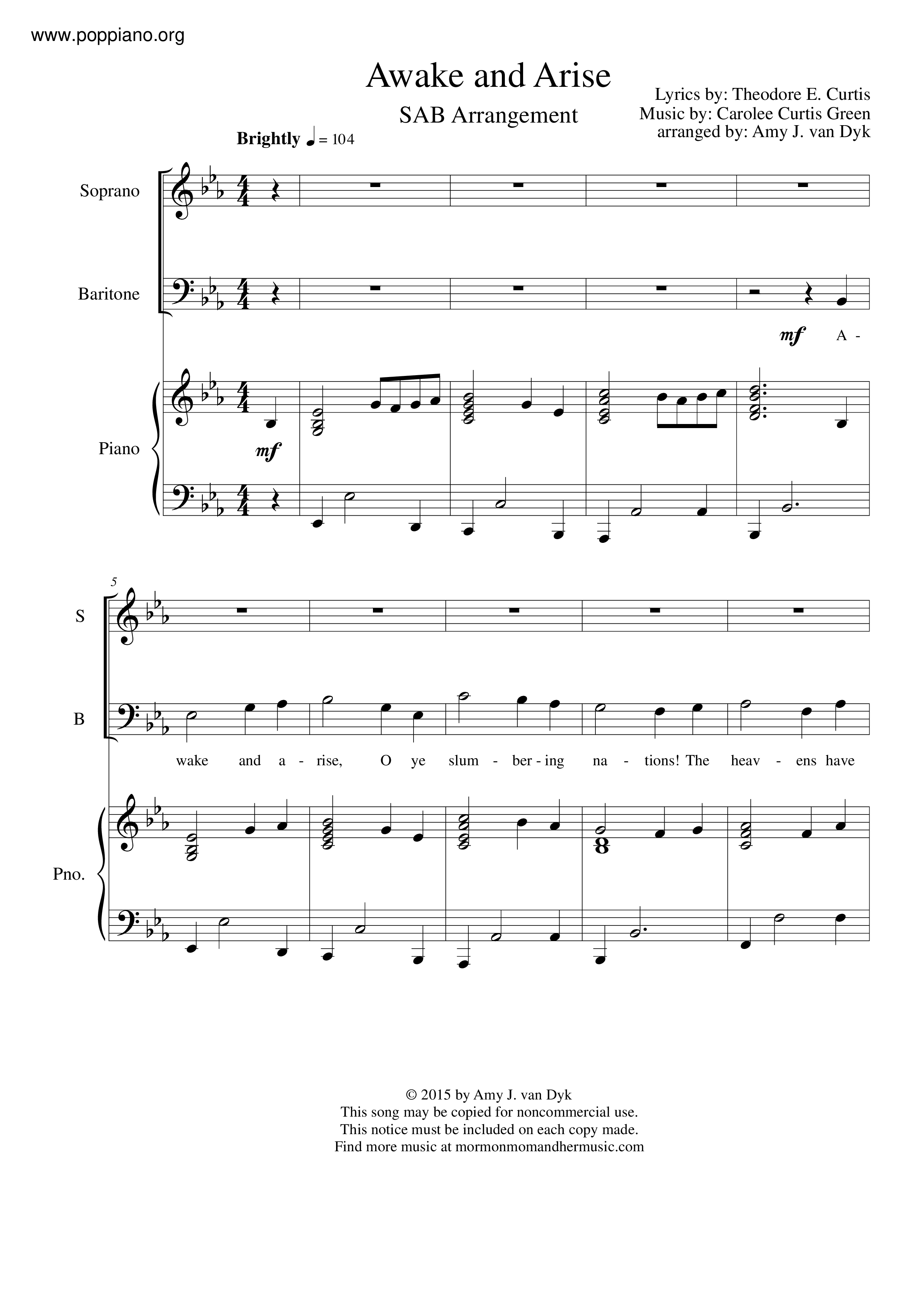 Hymn-Awake And Arise Sheet Music pdf, - Free Score Download ★