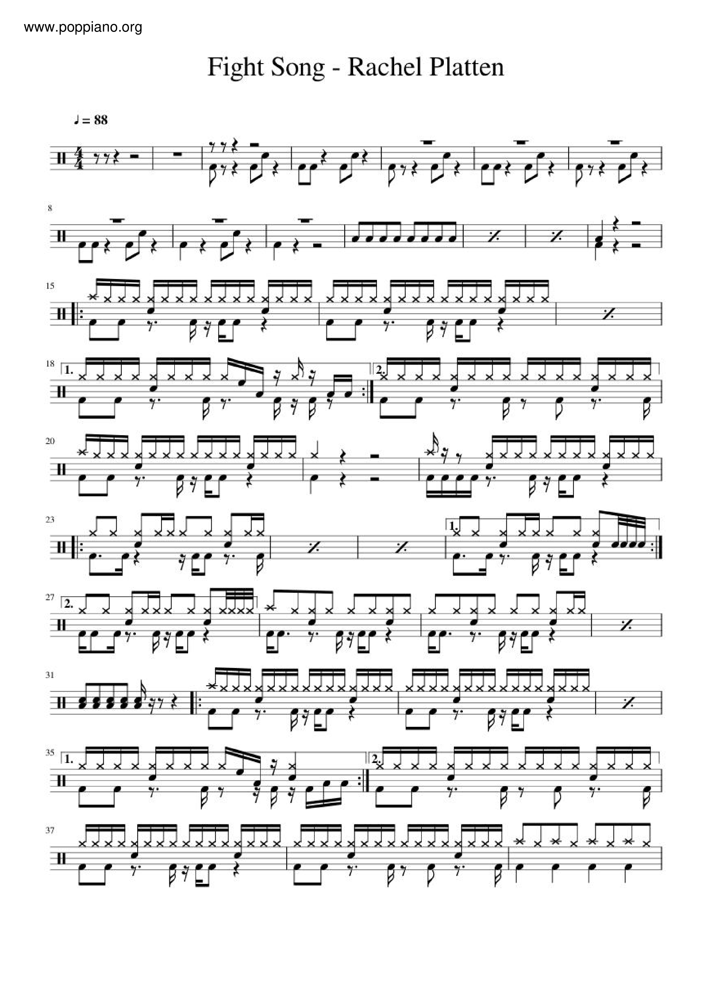 Rachel Platten-Fight Song 鼓譜pdf-香港流行鋼琴協會琴譜下載 ★