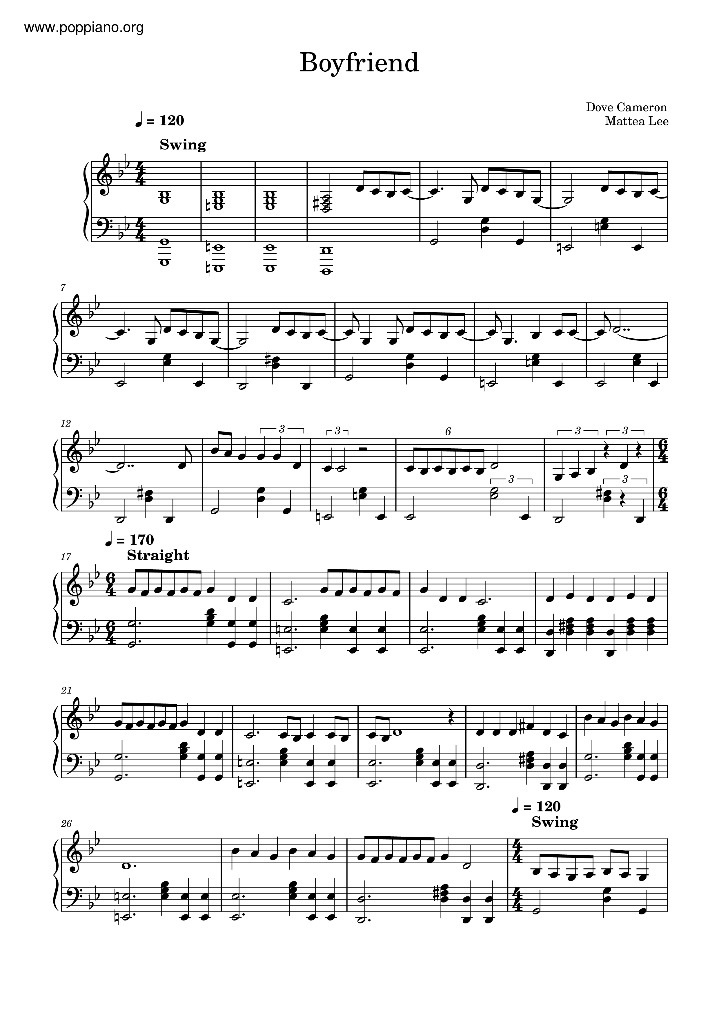 Dove Cameron-Boyfriend Sheet Music pdf, - Free Score Download ★