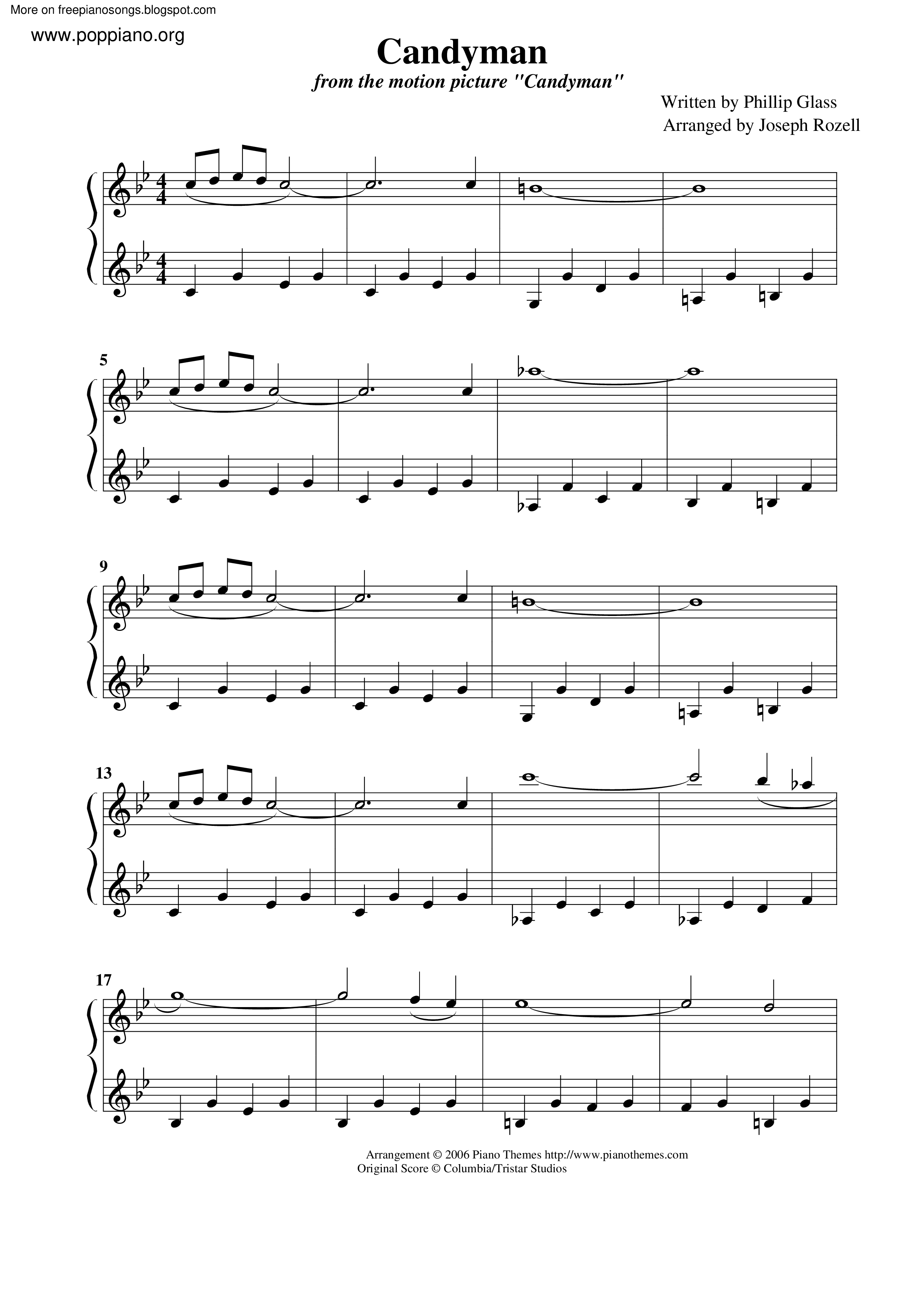 Philip Glass-Candyman Sheet Music pdf, - Free Score Download ★
