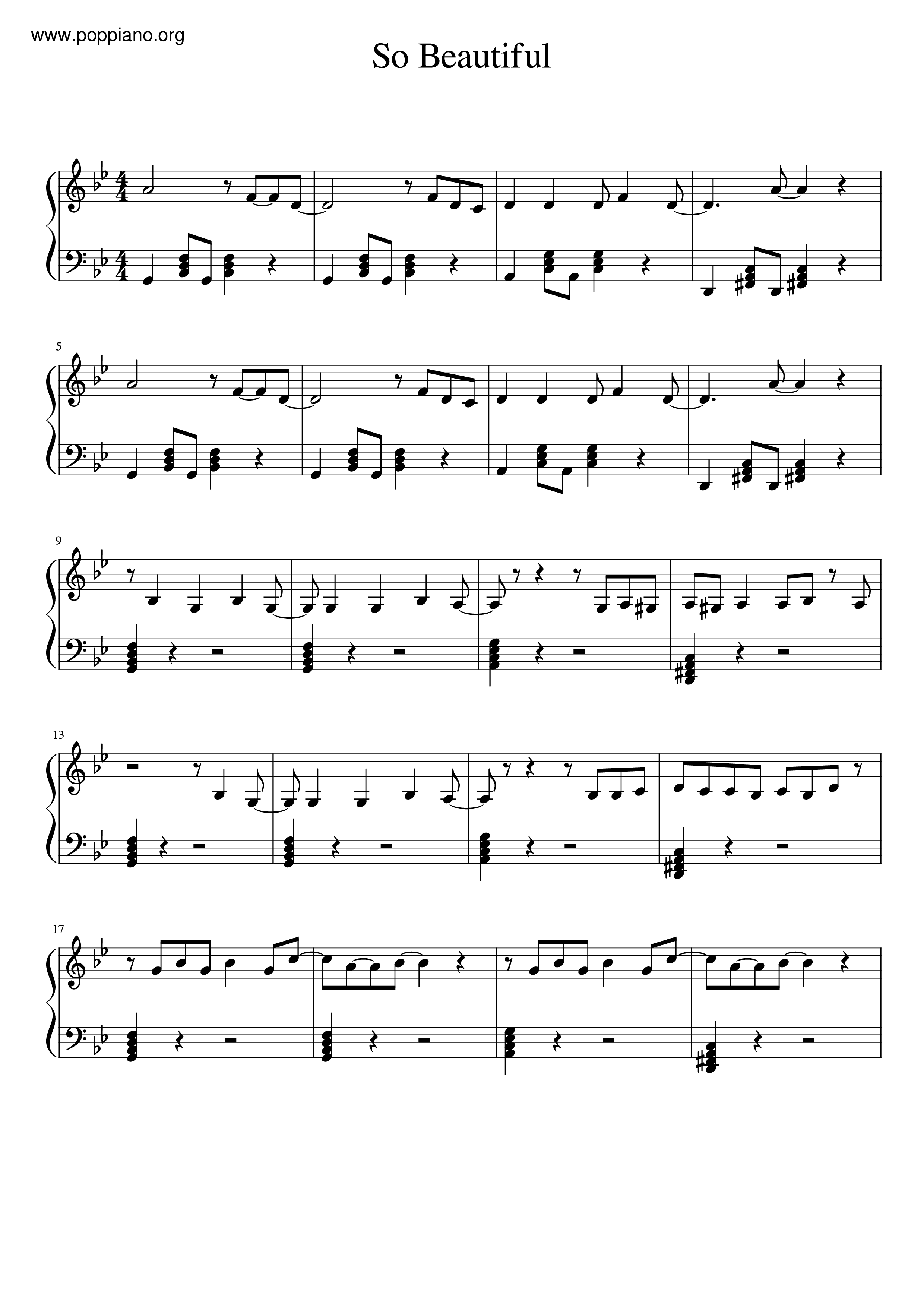 So Beautiful- PDF琴譜免費下載 | 香港流行鋼琴協會 ★