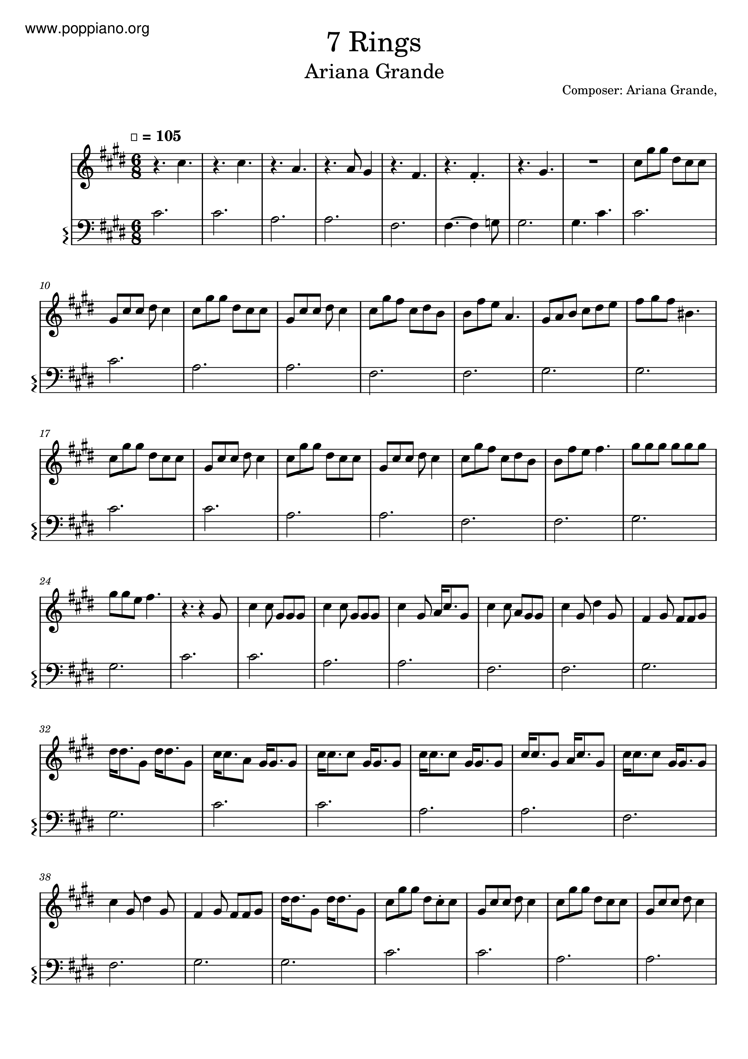 7 Rings- PDF琴譜免費下載 | 香港流行鋼琴協會 ★