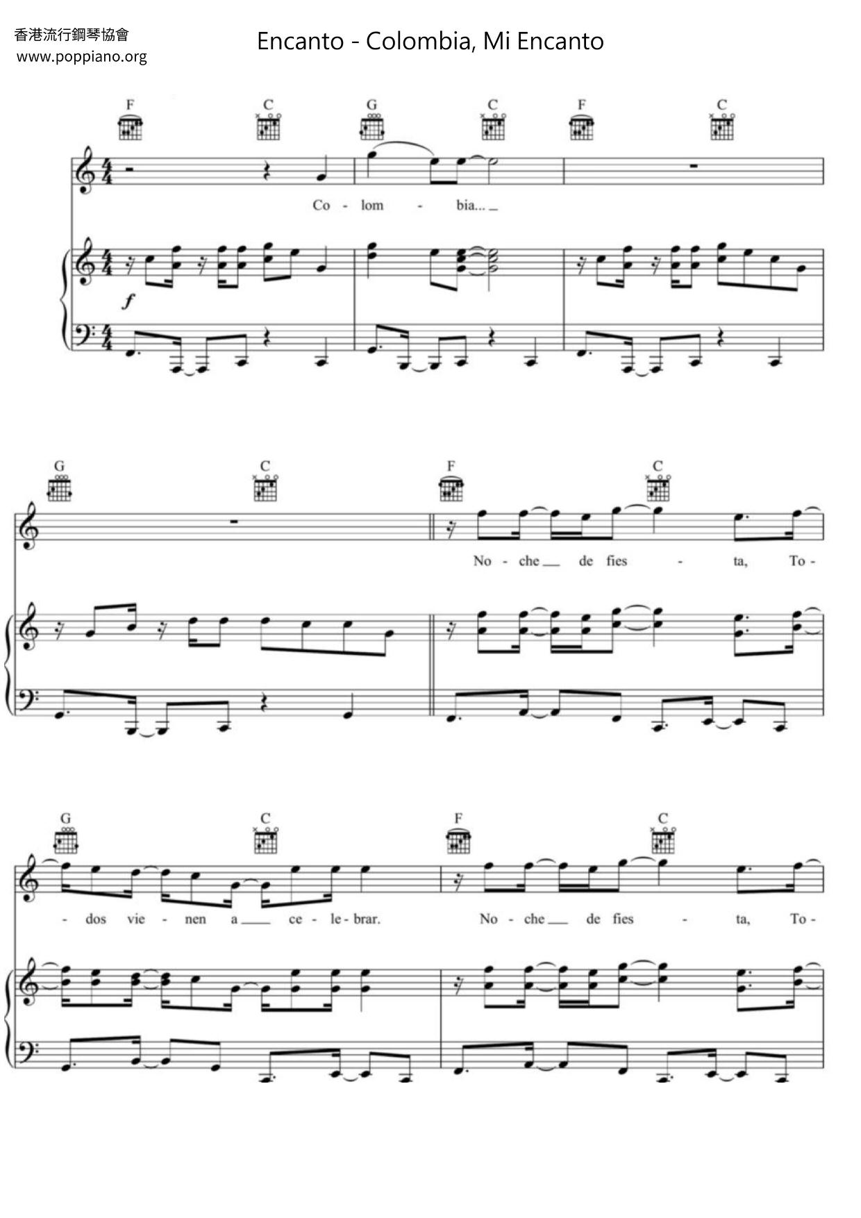 Movie Soundtrack-Encanto - Colombia, Mi Encanto Sheet Music pdf, - Free ...