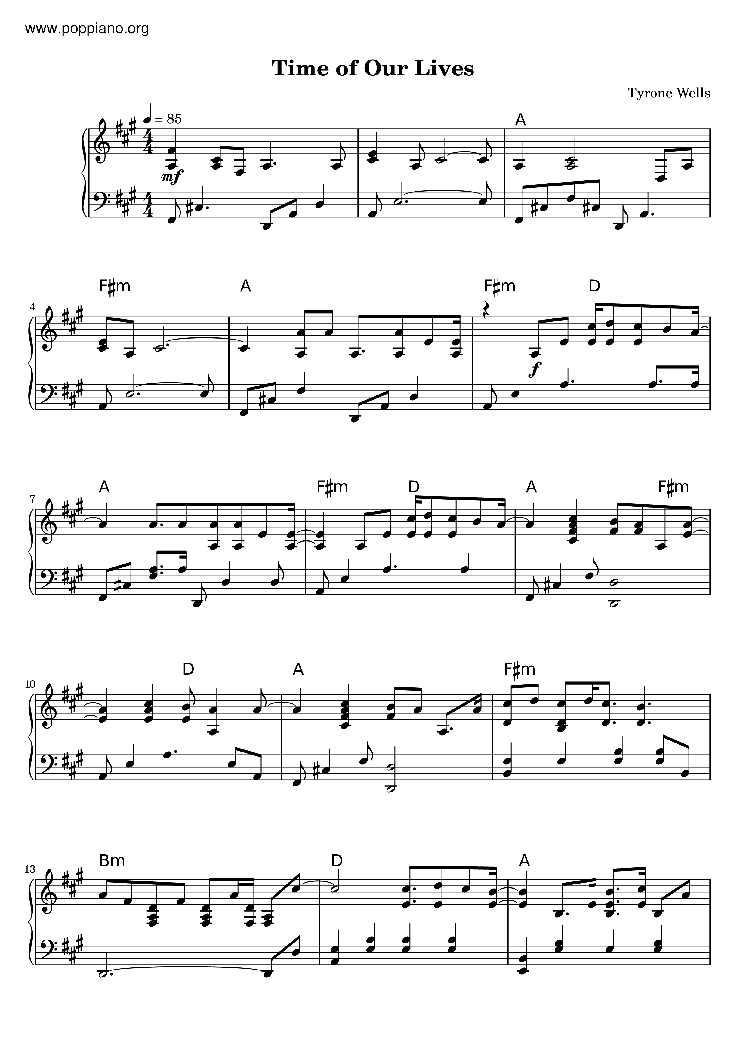 Tyrone Wells-Time Of Our Lives Sheet Music pdf, - Free Score Download ★