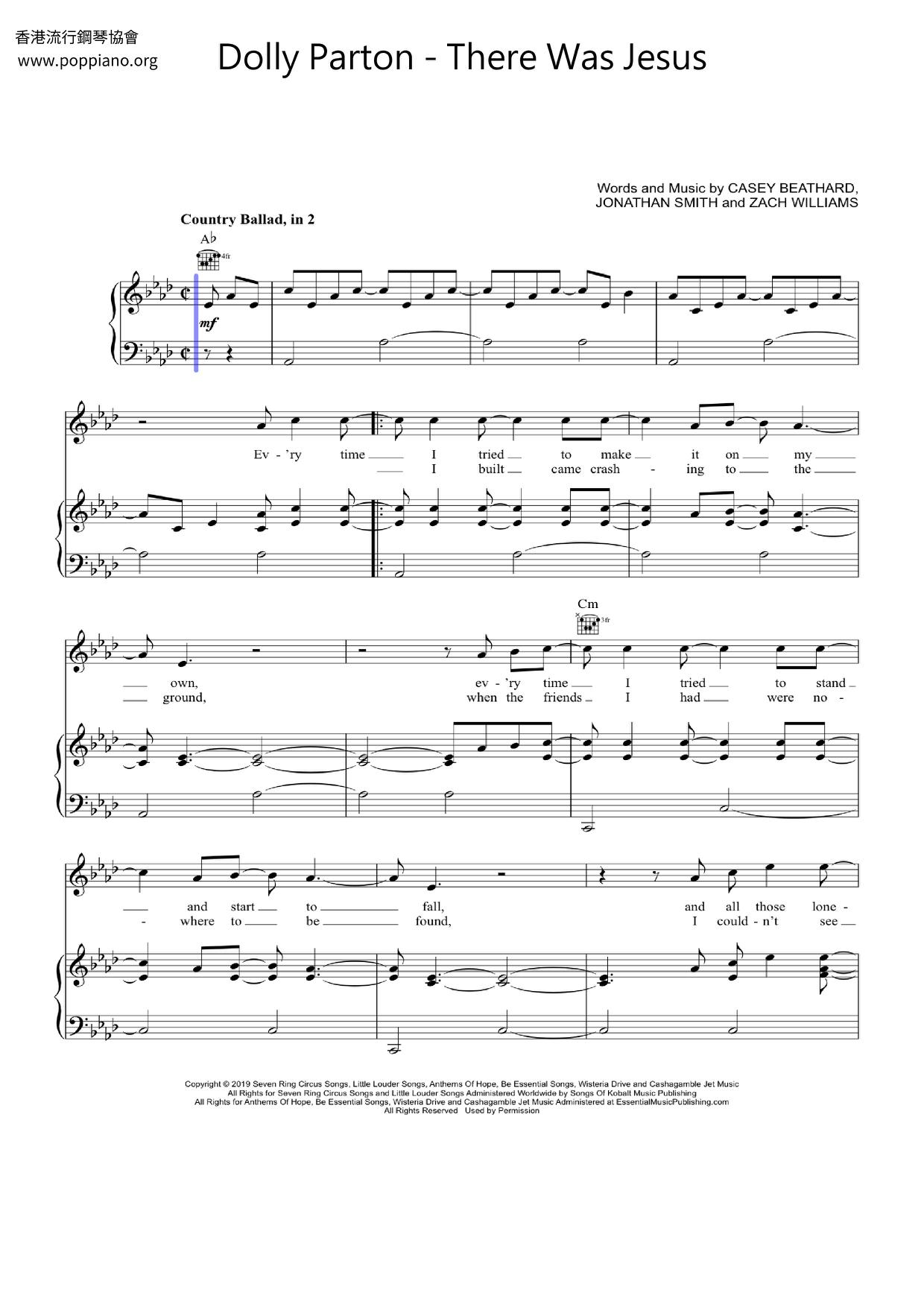 Dolly Parton-There Was Jesus 琴譜pdf-香港流行鋼琴協會琴譜下載 ★
