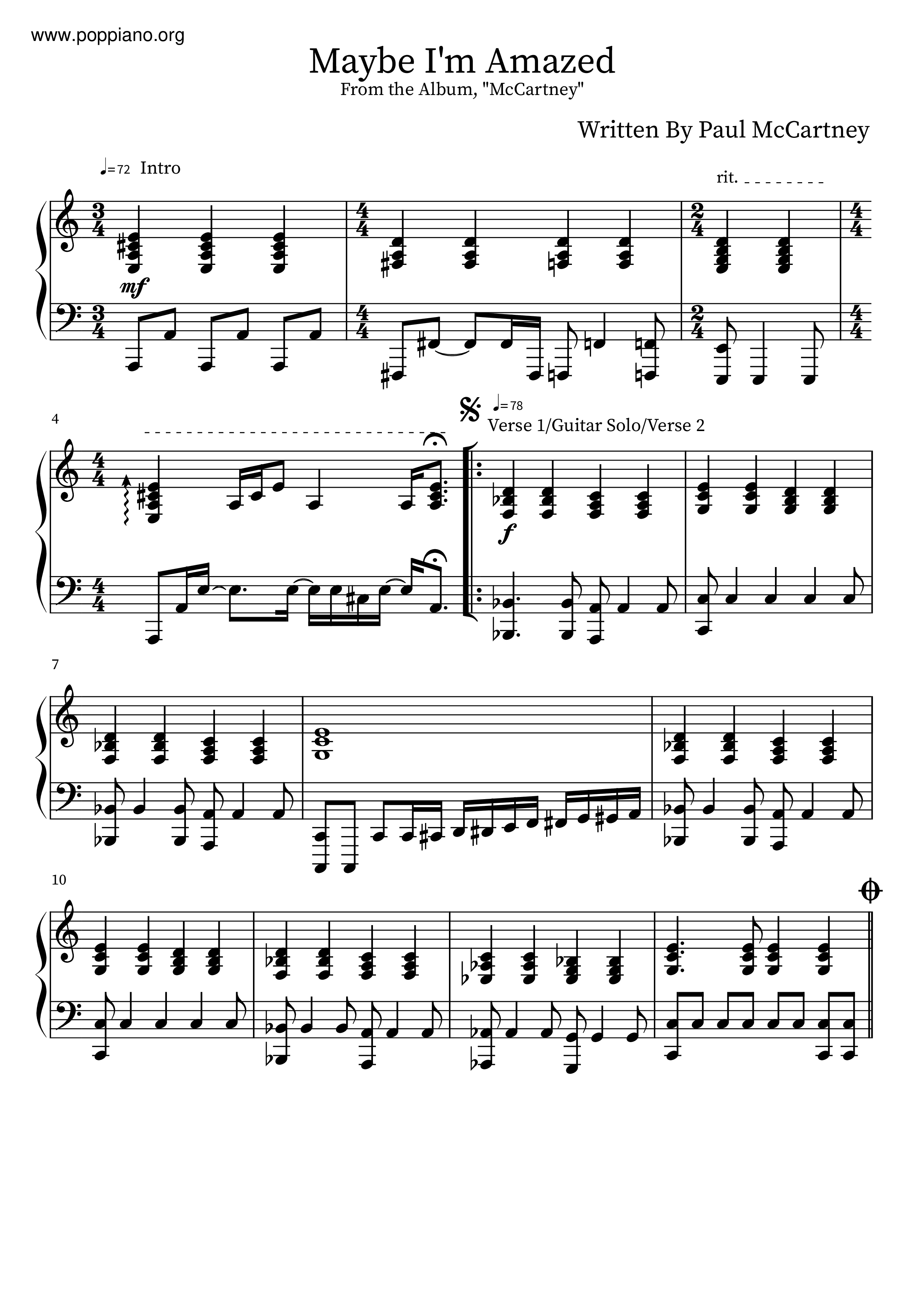 Paul Mccartney Maybe Im Amazed Sheet Music Pdf Free Score Download ★