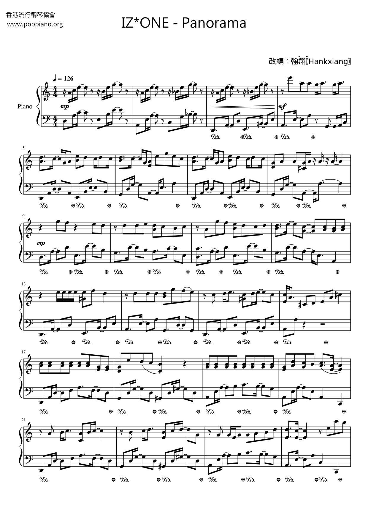 IZ*ONE-Panorama Sheet Music pdf, - Free Score Download ★