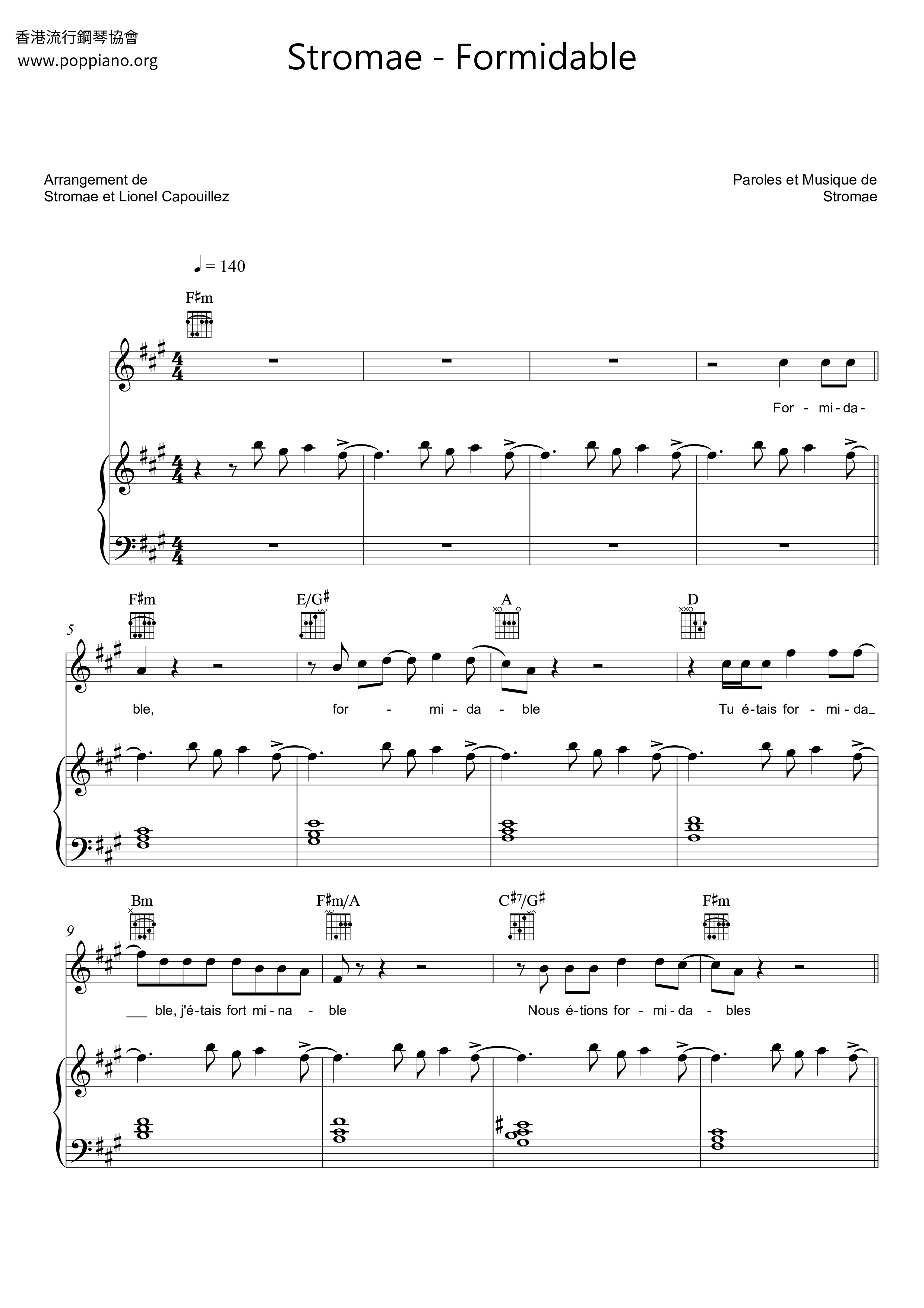 Stromae-Formidable Sheet Music pdf, - Free Score Download ★