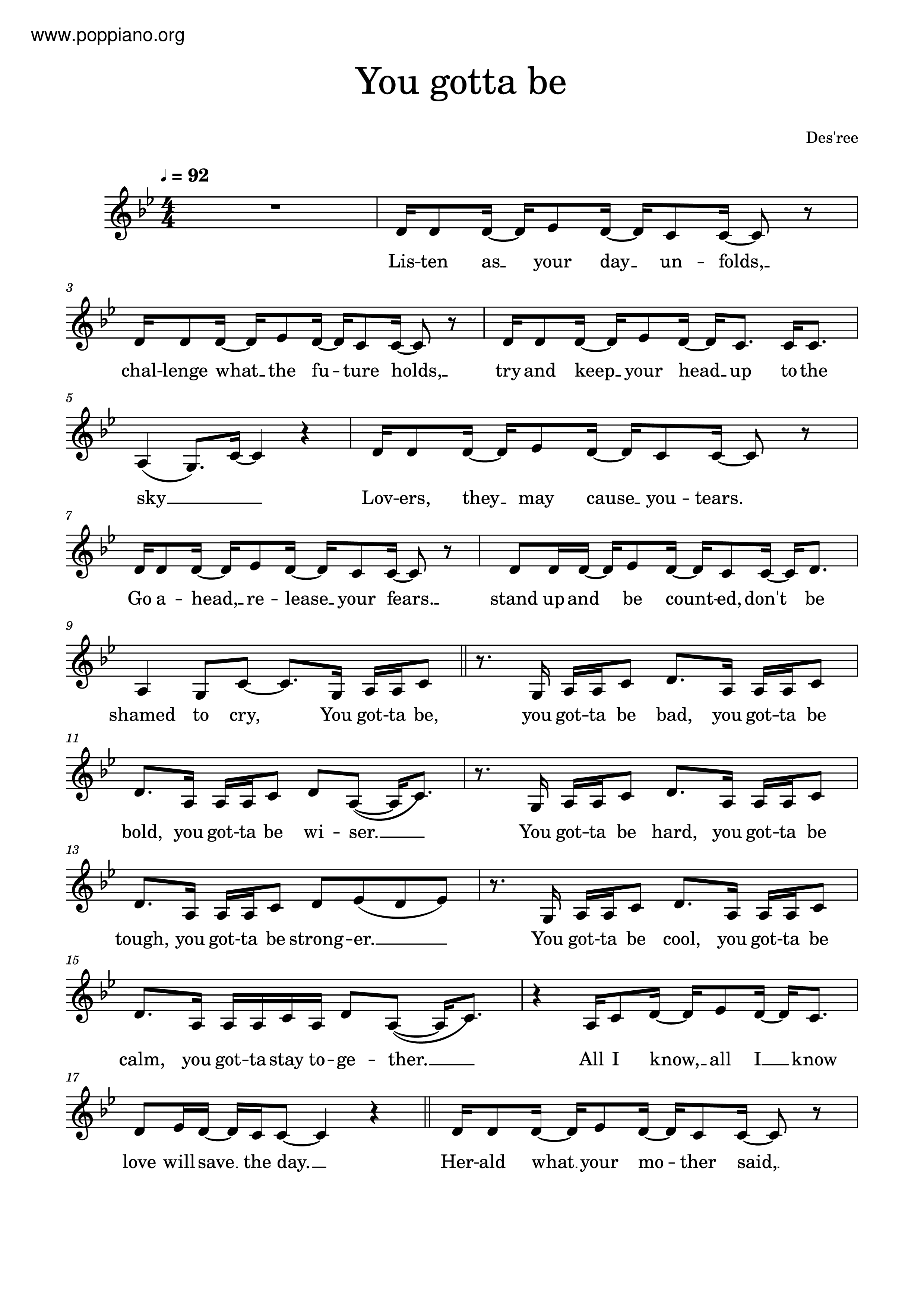 Desree You Gotta Be Sheet Music Pdf Free Score Download ★