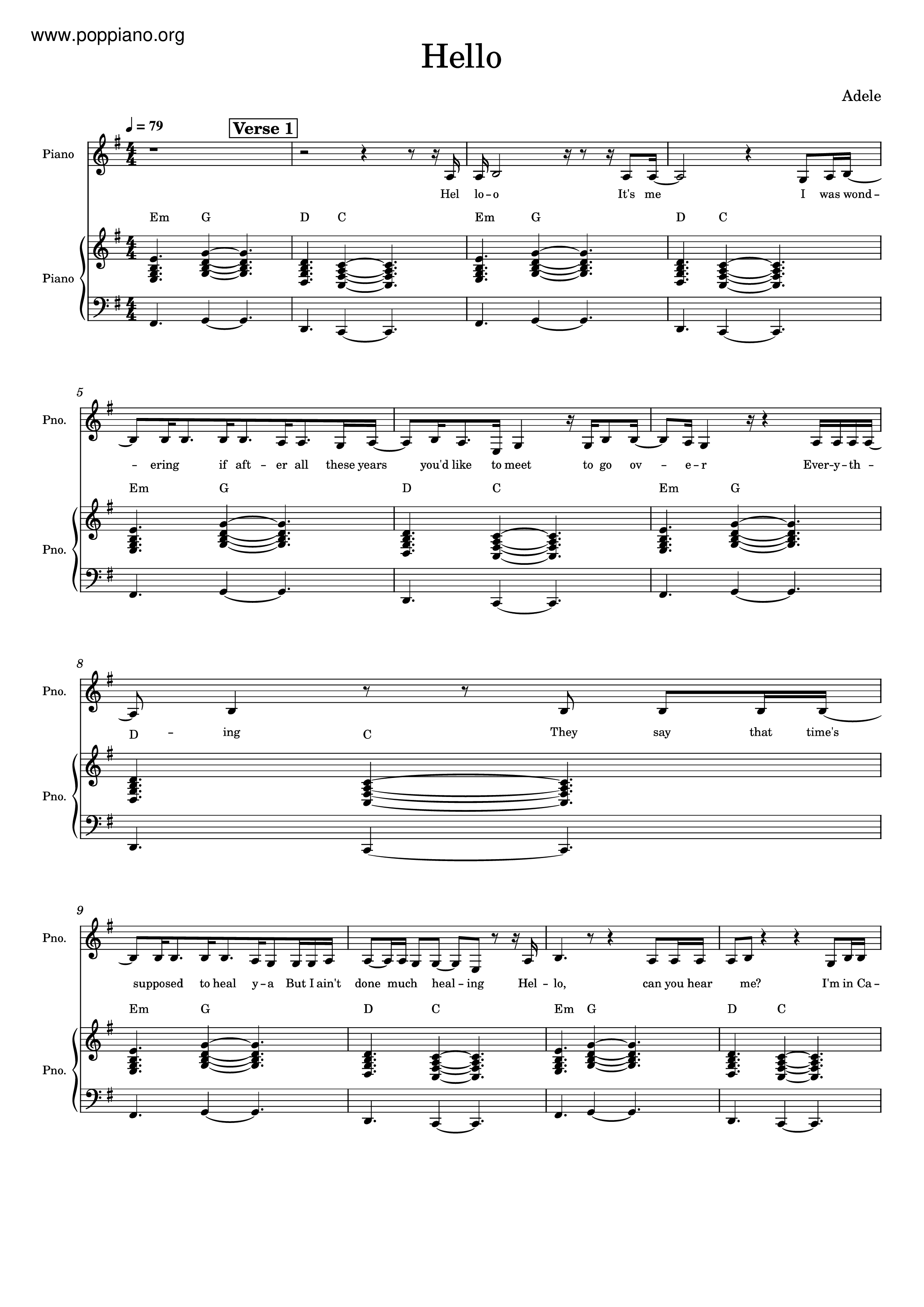 Adele-Hello Sheet Music pdf, - Free Score Download ★