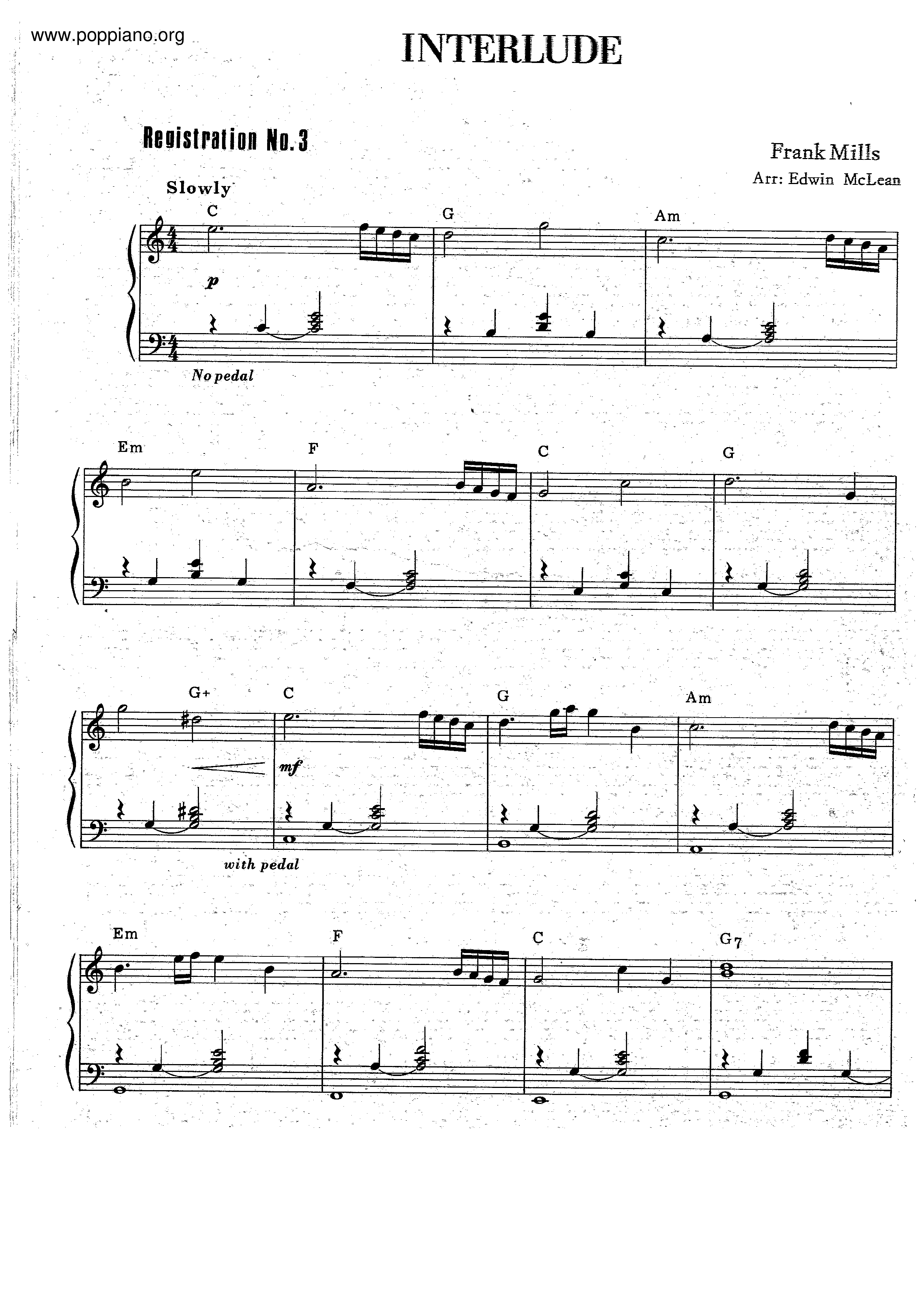 Frank Mills-Interlude Sheet Music pdf, - Free Score Download ★