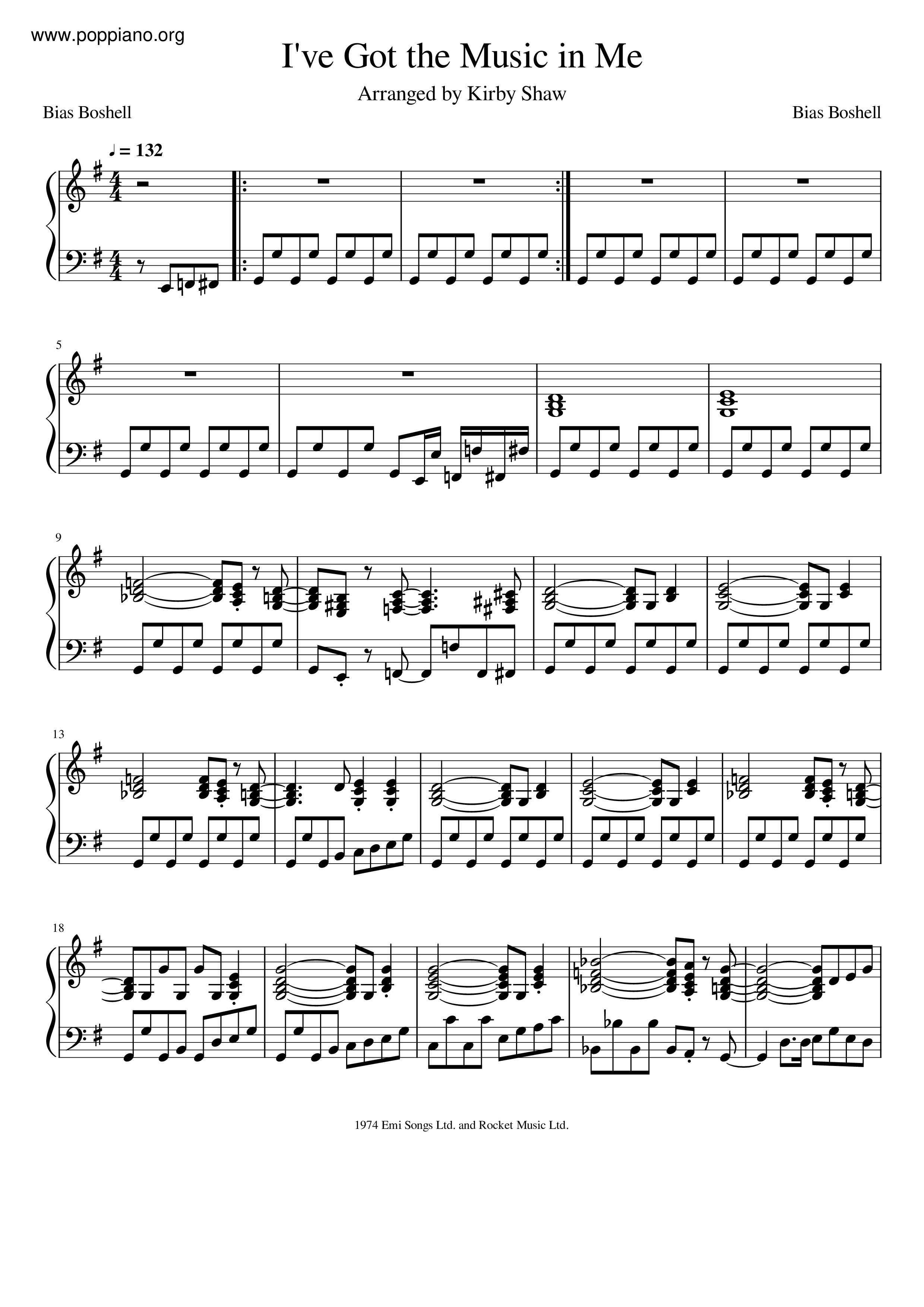 Bias Boshell-I've Got The Music In Me Sheet Music pdf, - Free Score ...