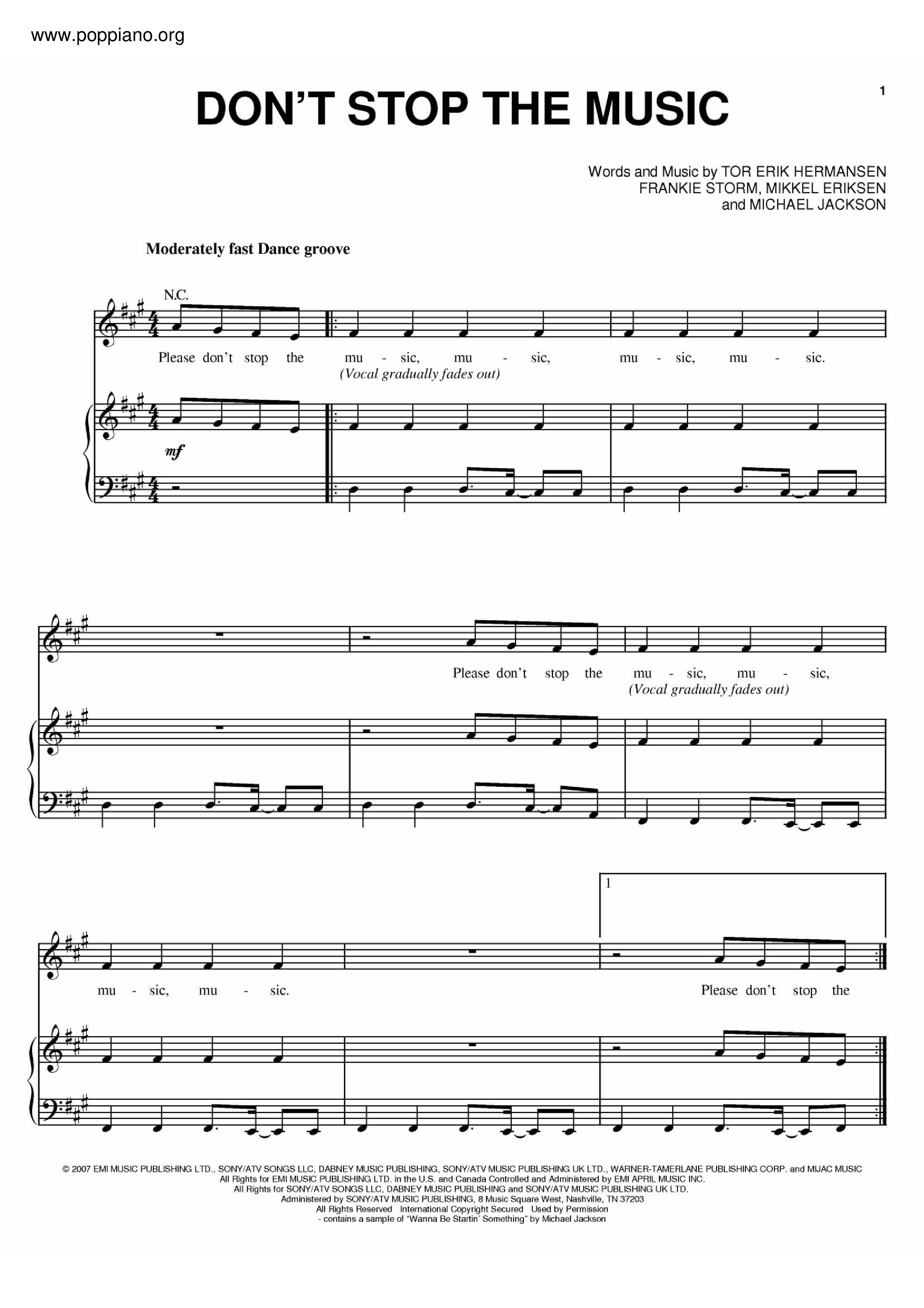 Rihanna-Don't Stop The Music Sheet Music pdf, - Free Score Download ★