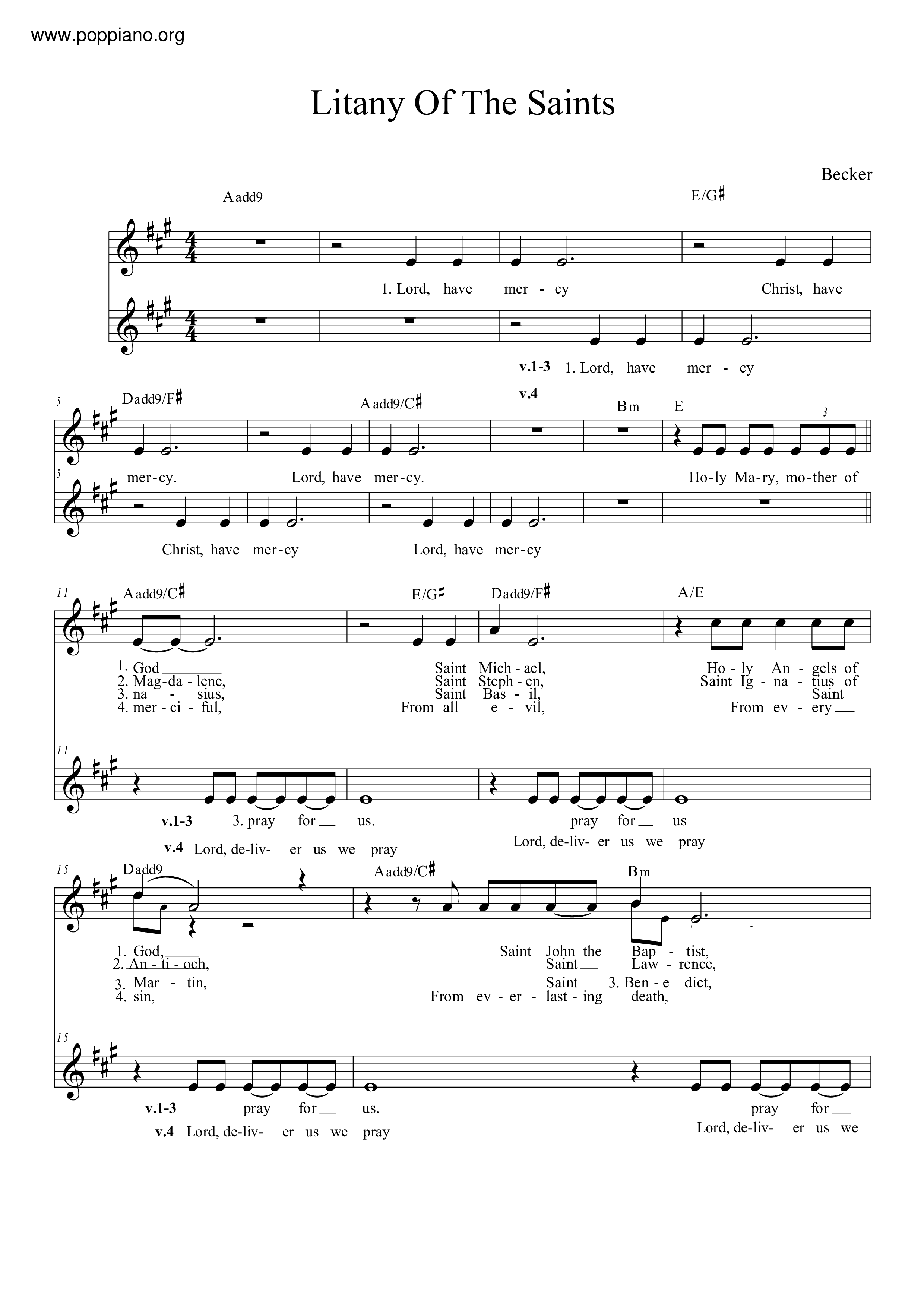 John D. Becker-Littany Of The Saints Sheet Music pdf, - Free Score ...