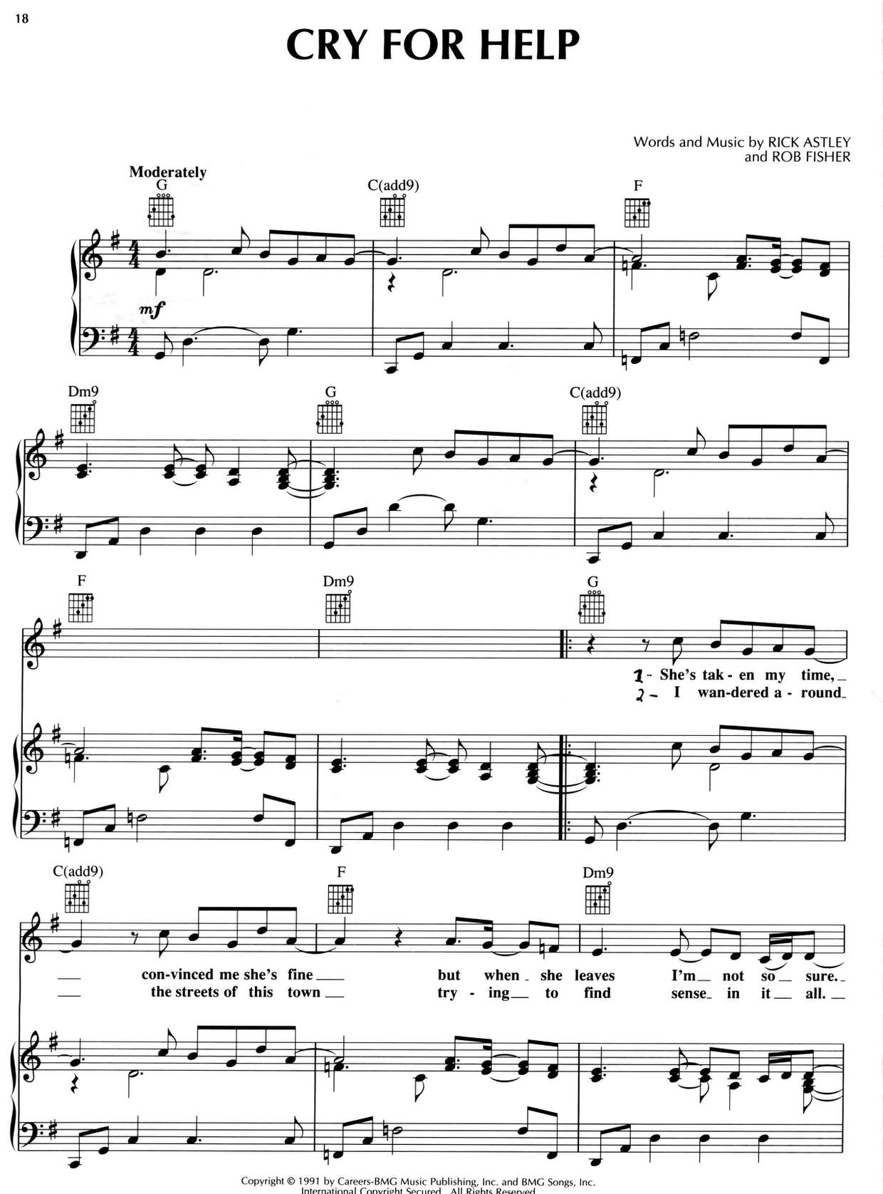 Rick Astley-Cry For Help Sheet Music pdf, - Free Score Download ★