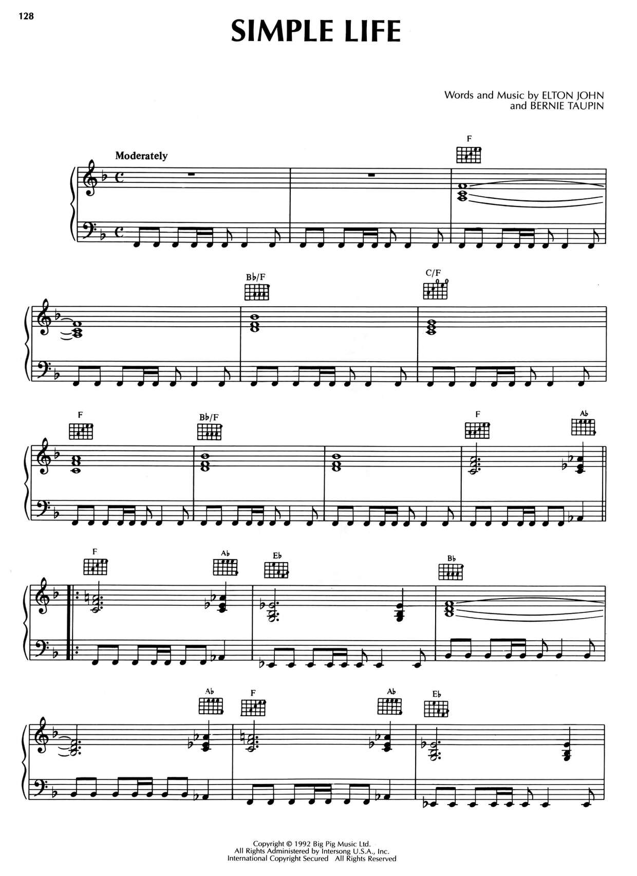 Elton John-Simple Life Sheet Music pdf, - Free Score Download ★